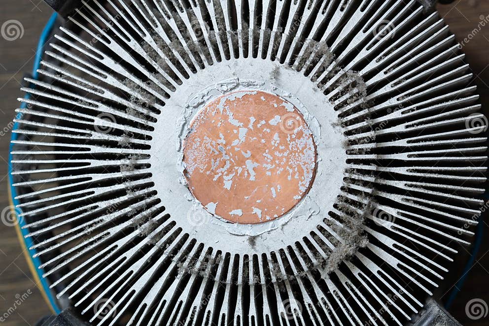 Very Dirty Cooling Radiator for a Computer Processor. Dusty Aluminum ...