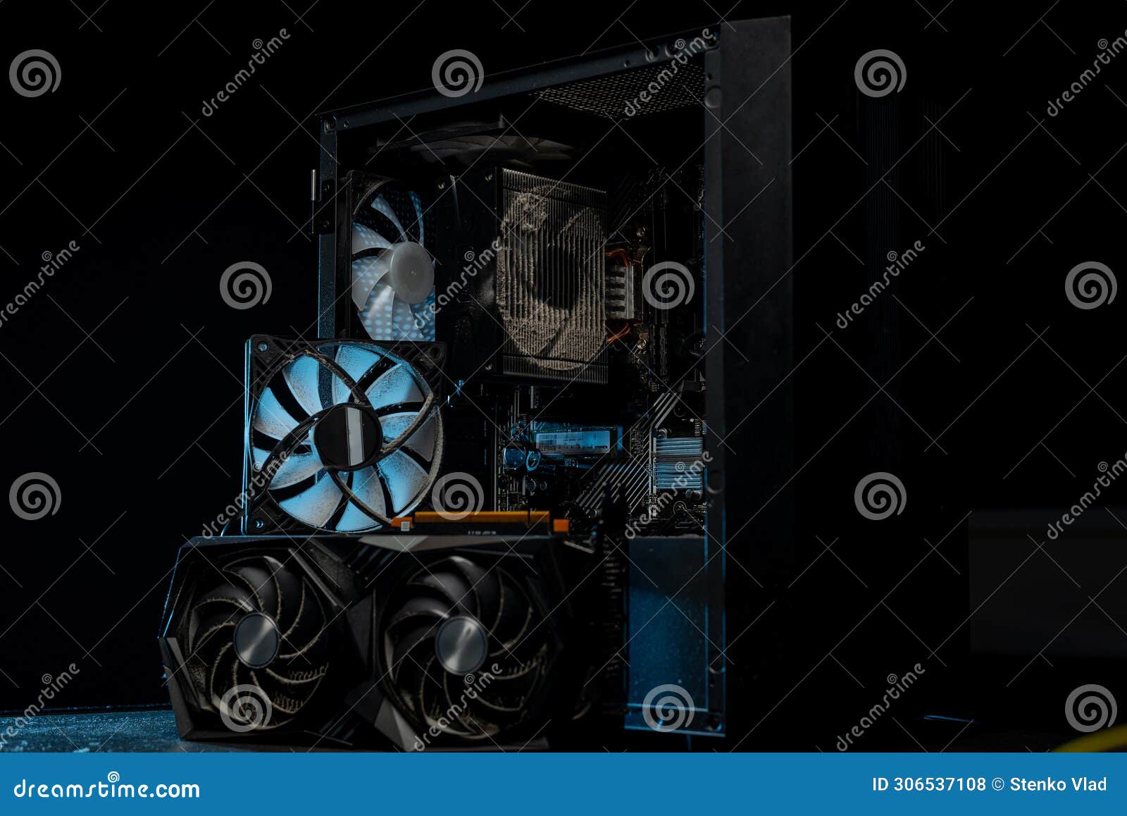 Very Dirty Personal Computer in Dust. Computer Overheating. Stock Photo ...