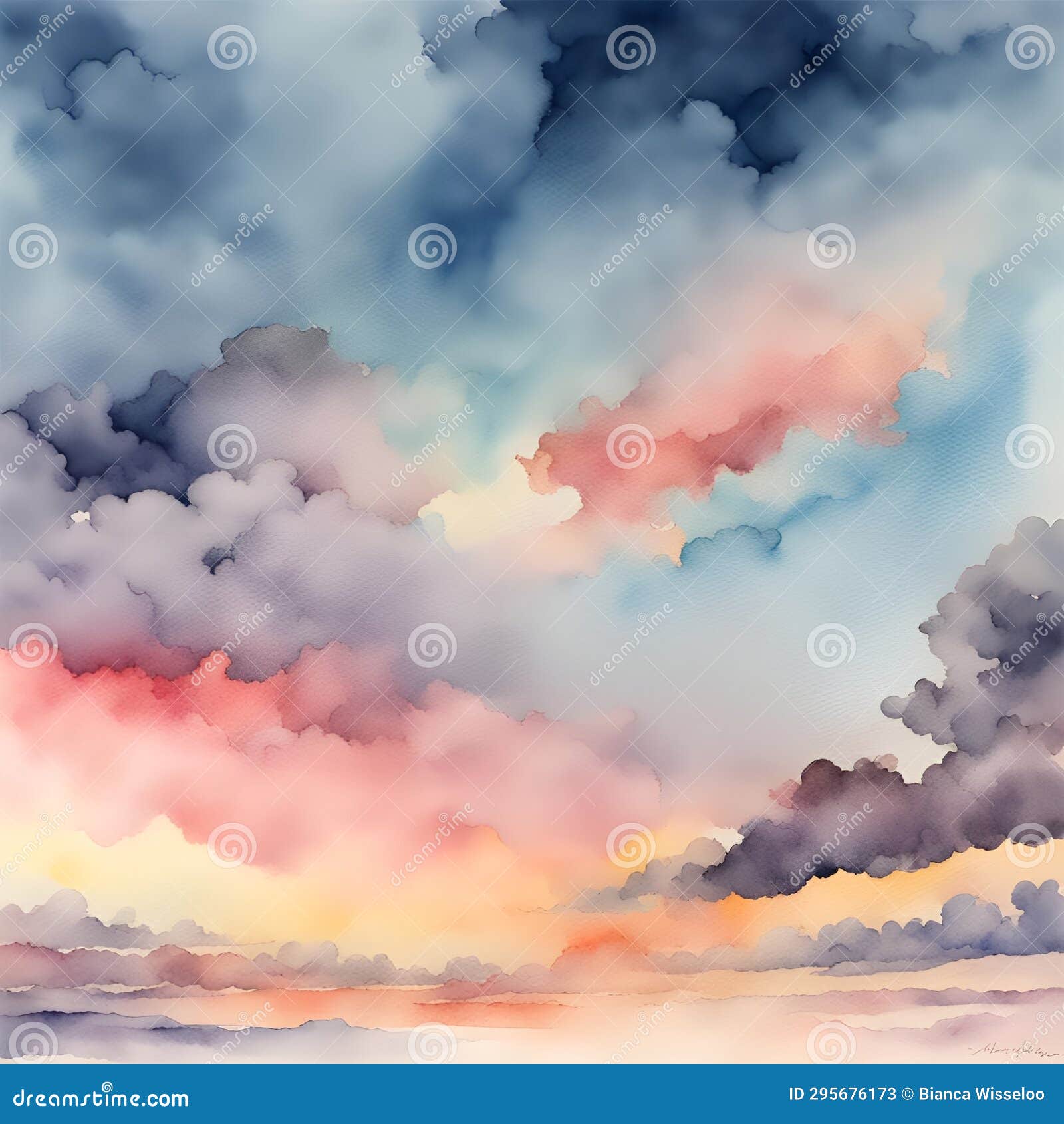 Very Dramatic Watercolor Sky Stock Illustration - Illustration of ...