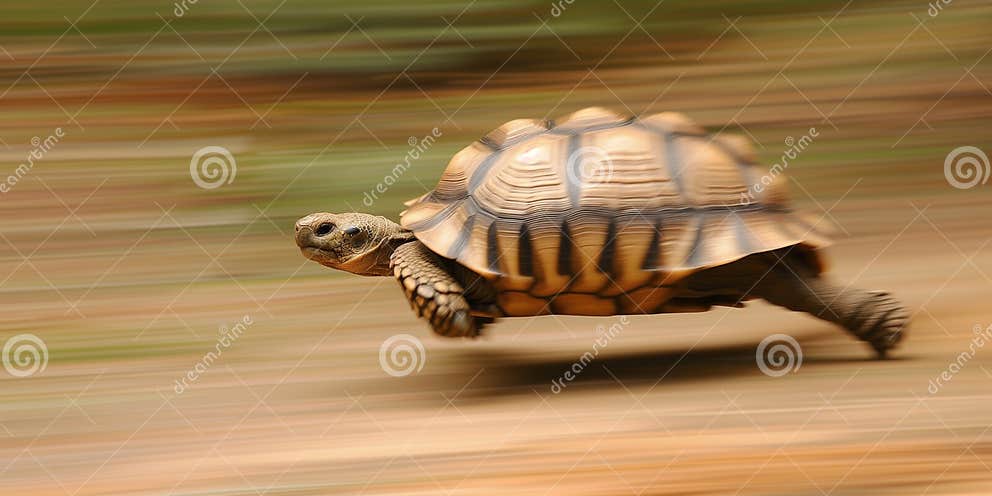 Very Fast Tortoise Moving Quickly Causing a Speed Blur Stock ...