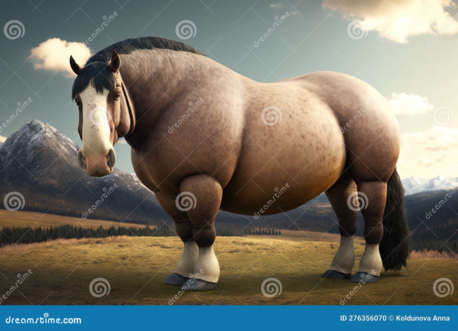 Very Fat Horse, Created with Generative AI Technology Stock ...
