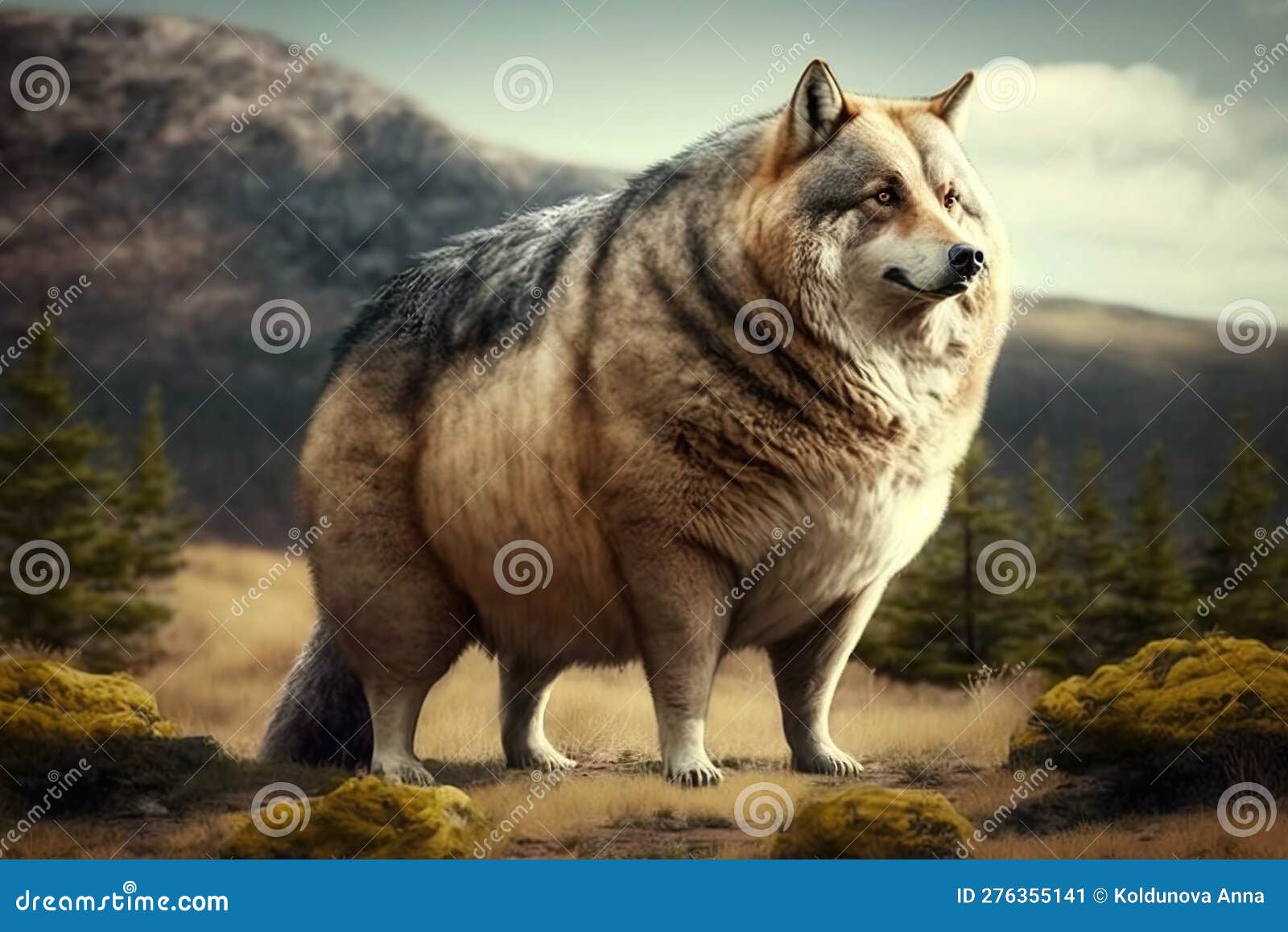 Very Fat Wolf, Created with Generative AI Technology Stock Illustration ...