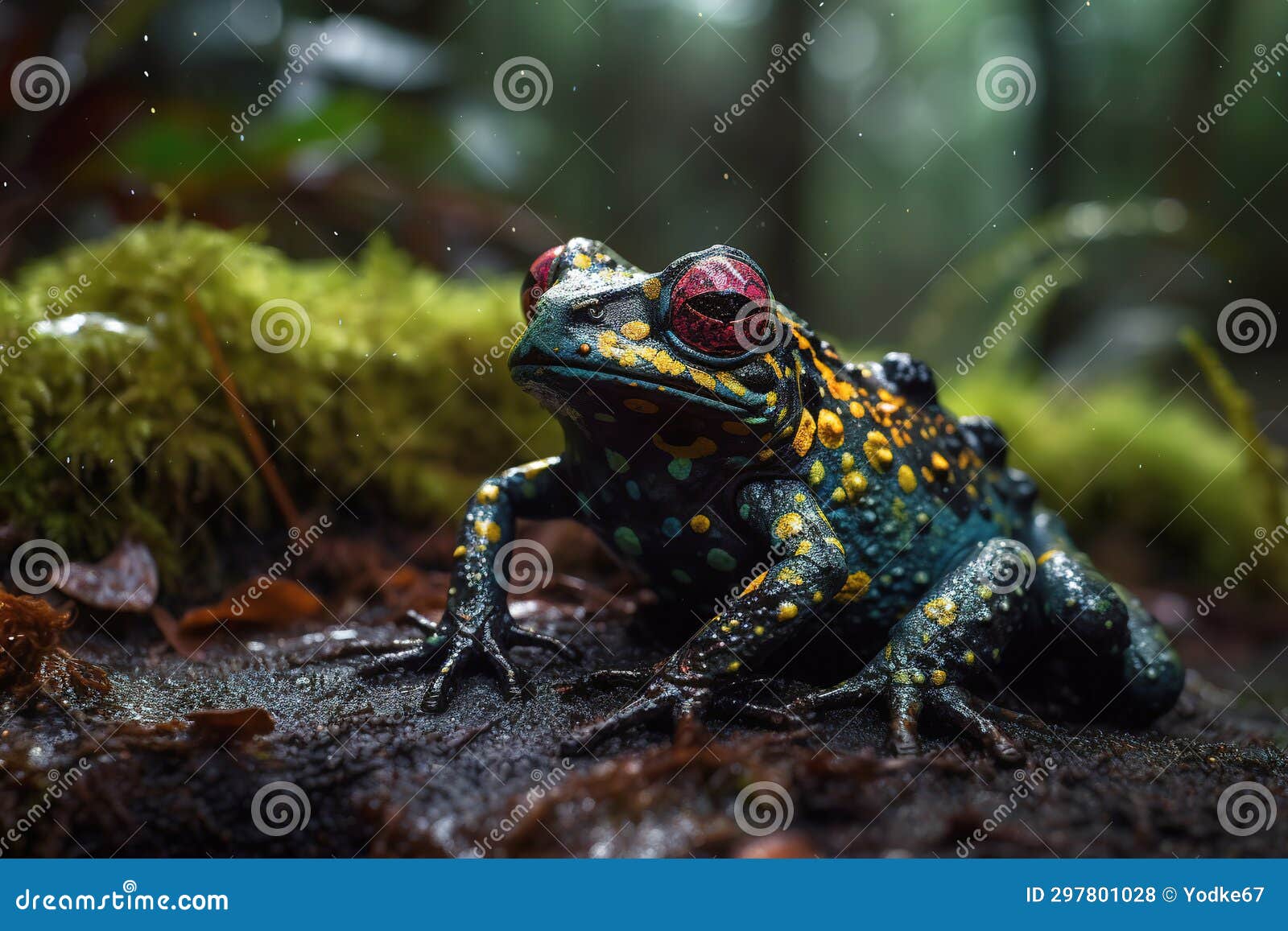 Very Ferocious True Frogs on the Floor in the Forest. Amphibian Stock ...