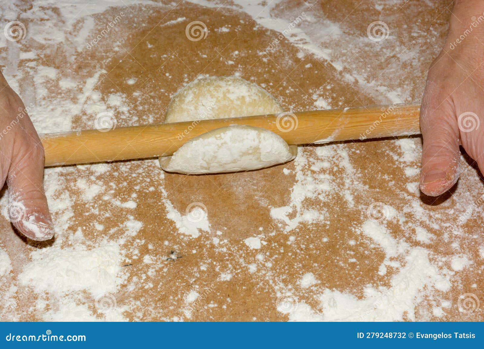 The Process of Opening a Traditional Homemade Pastry Sheet Stock Photo ...