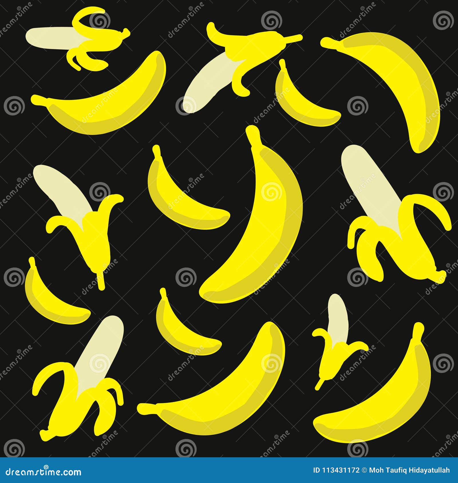 Very Fun Banana Pattern Flat Vector Stock Illustration - Illustration ...