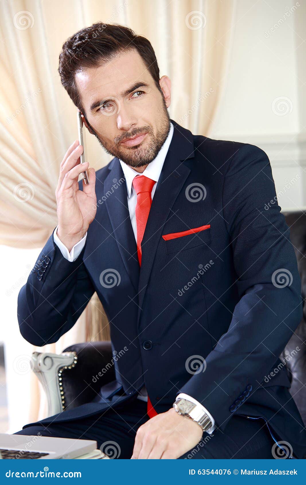Very handsome man stock photo. Image of office, phone - 63544076