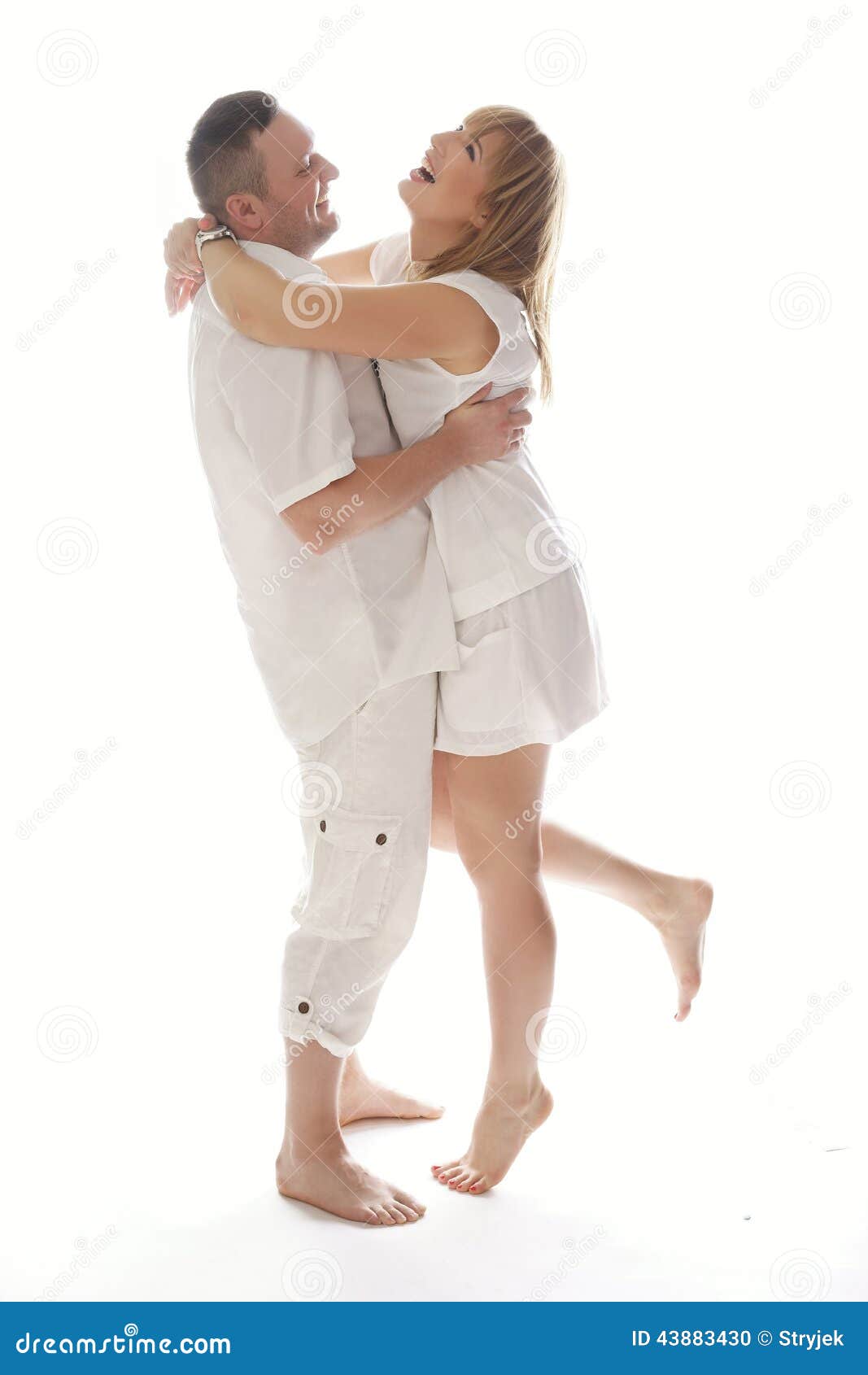 Very Happy Couple Isolated on White Stock Photo - Image of looking ...