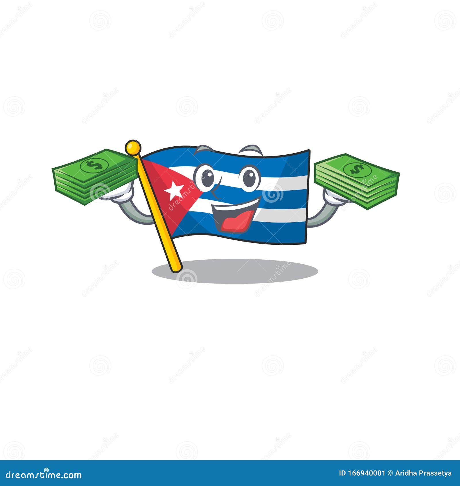 Very Happy Flag Cuba Scroll Character with Money on Hands Stock Vector ...