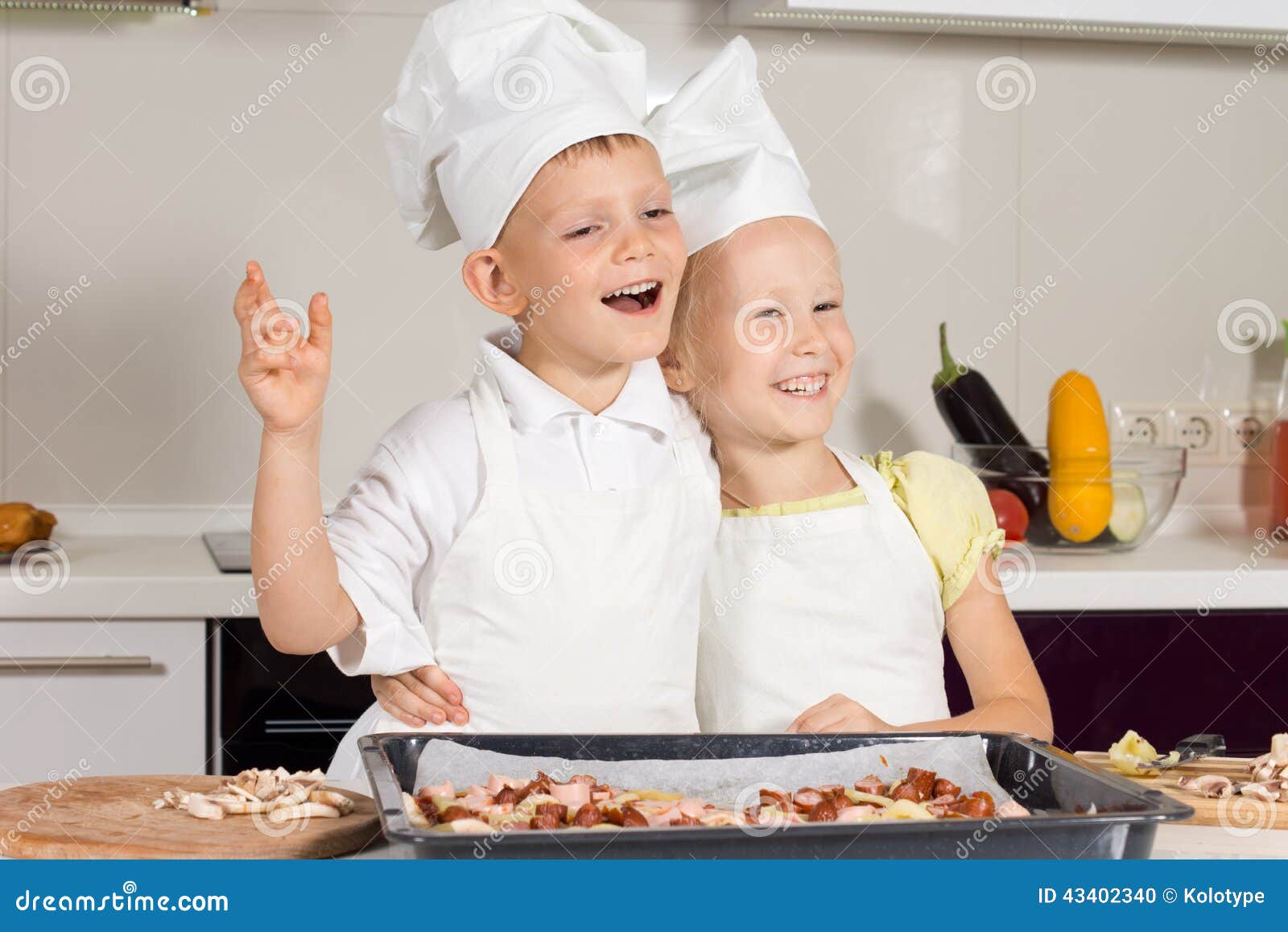 Very Happy Little Chefs after Baking Pizza Stock Photo - Image of ...
