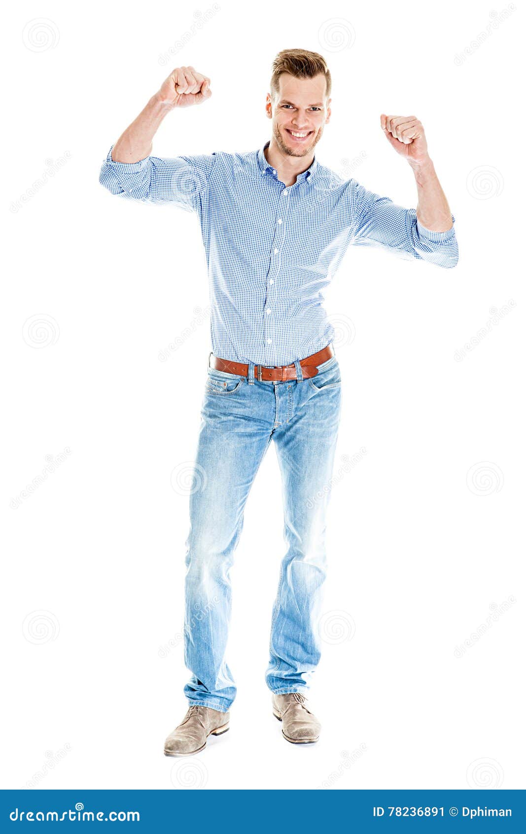 Very Happy Man Isolated Full Body Stock Image - Image of caucasian ...