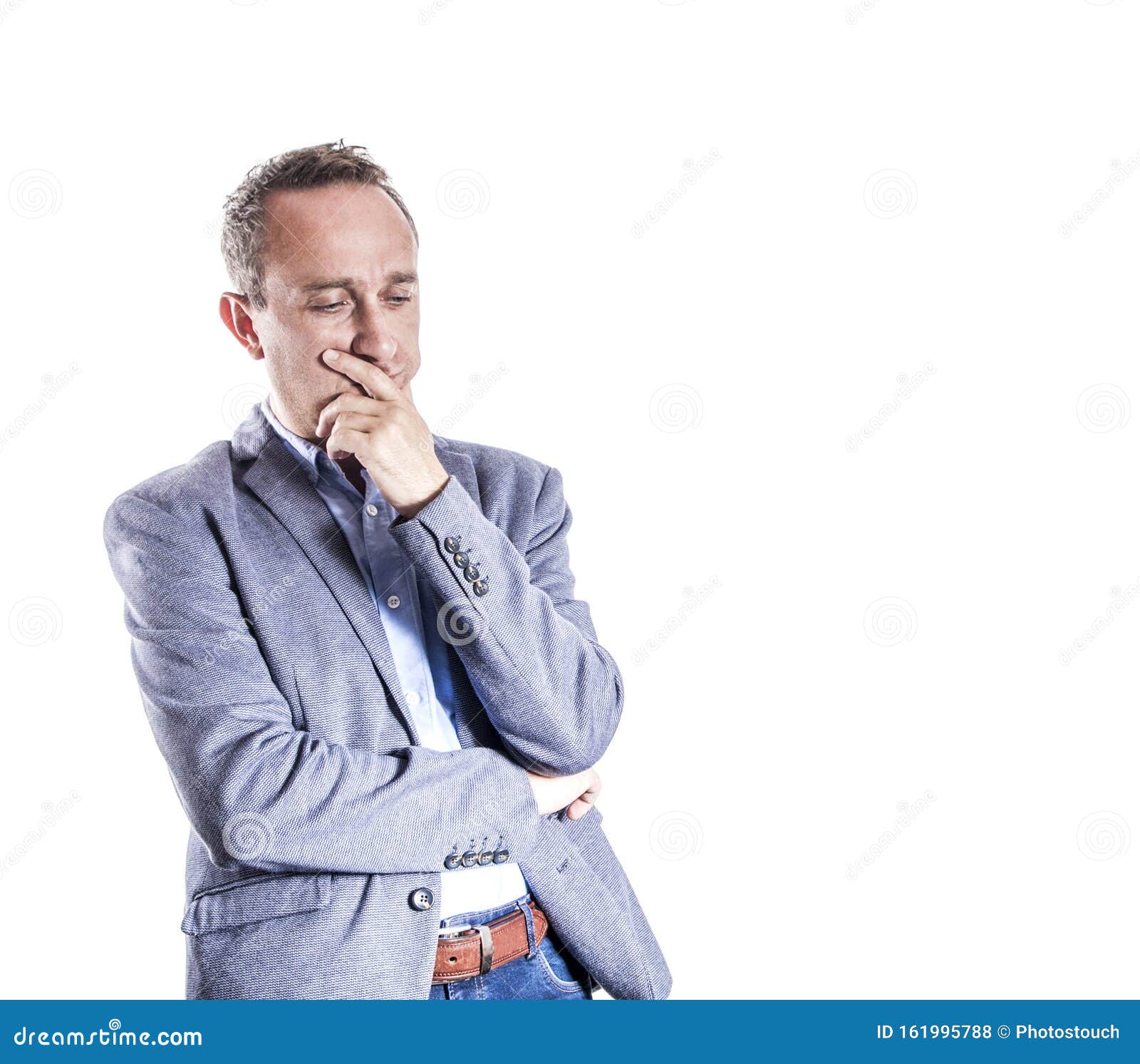 Very Hard Thinking Men on White Background Stock Photo - Image of ...