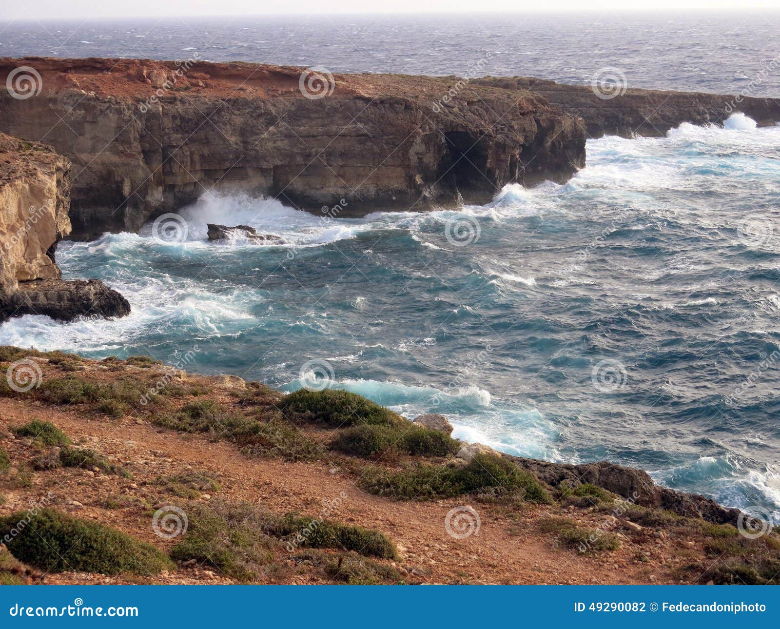 Very High Cliff on the Sea with Waves Stock Photo - Image of beauty ...