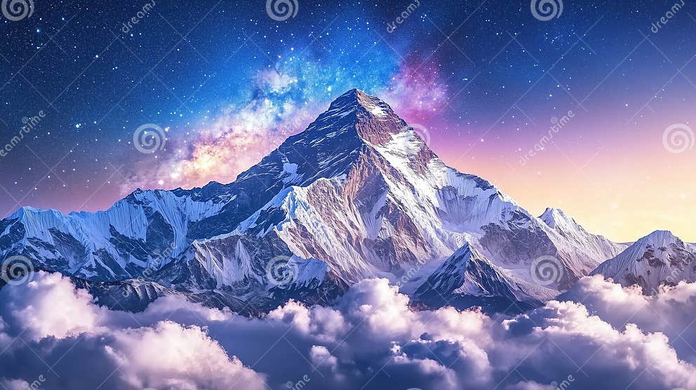 A Very High Mountain, Which is Higher Than the Clouds and a Beautiful ...