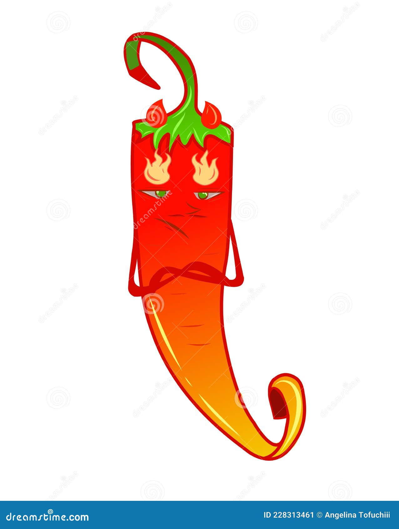 Very hot and angry pepper stock vector. Illustration of cartoon - 228313461