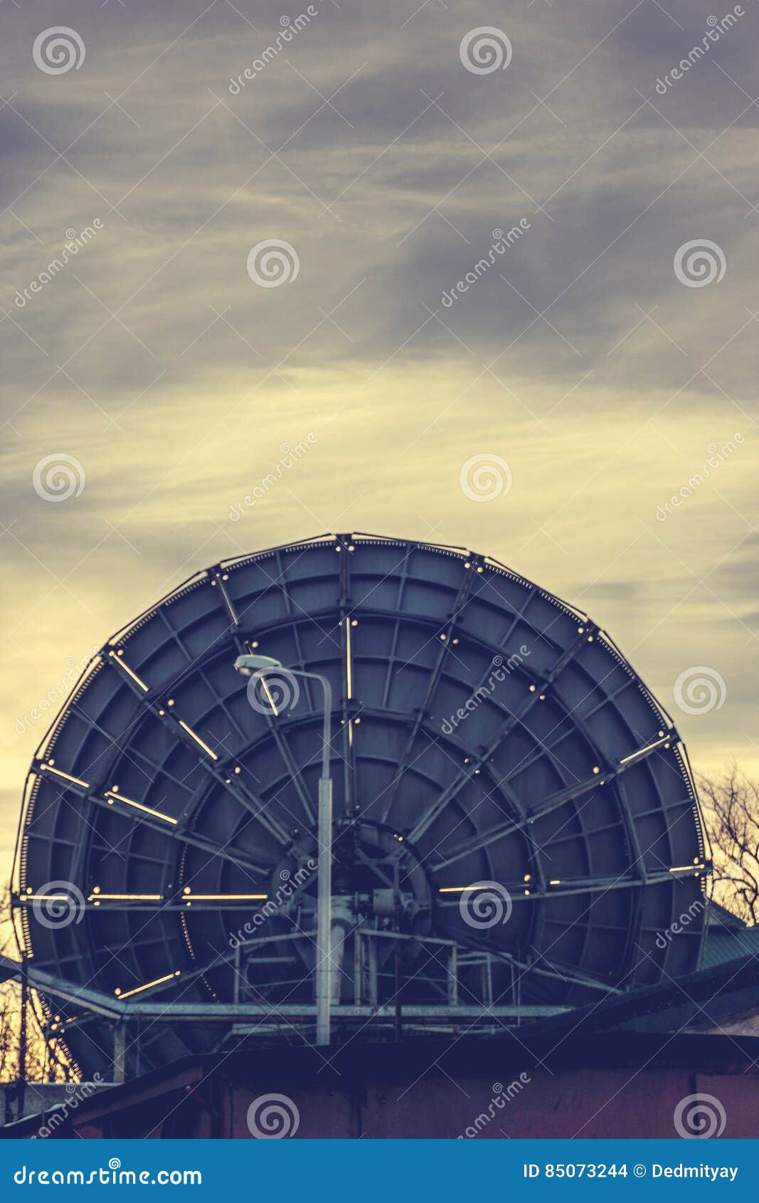 Very Large Array Satellite Dishes in Voronezh, Russia. Sunset Sky ...