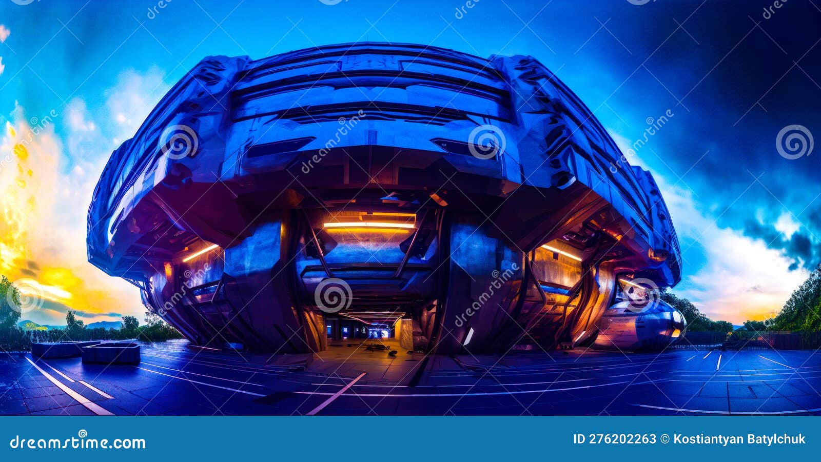 Very Large Building with Lot of Lights on it S Sides. Generative AI ...