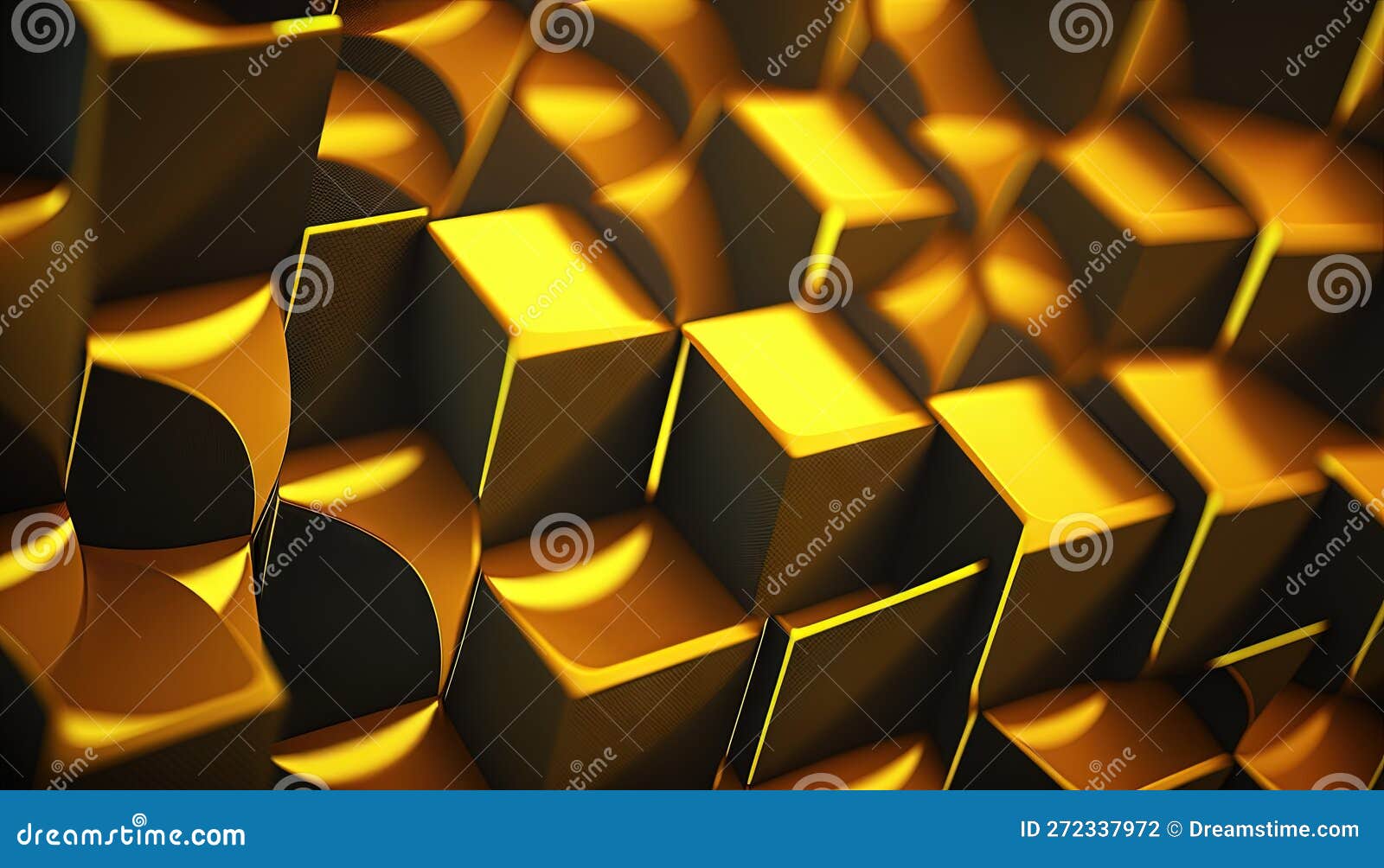 A Very Large Group of Yellow Cubes in a Room Stock Illustration ...