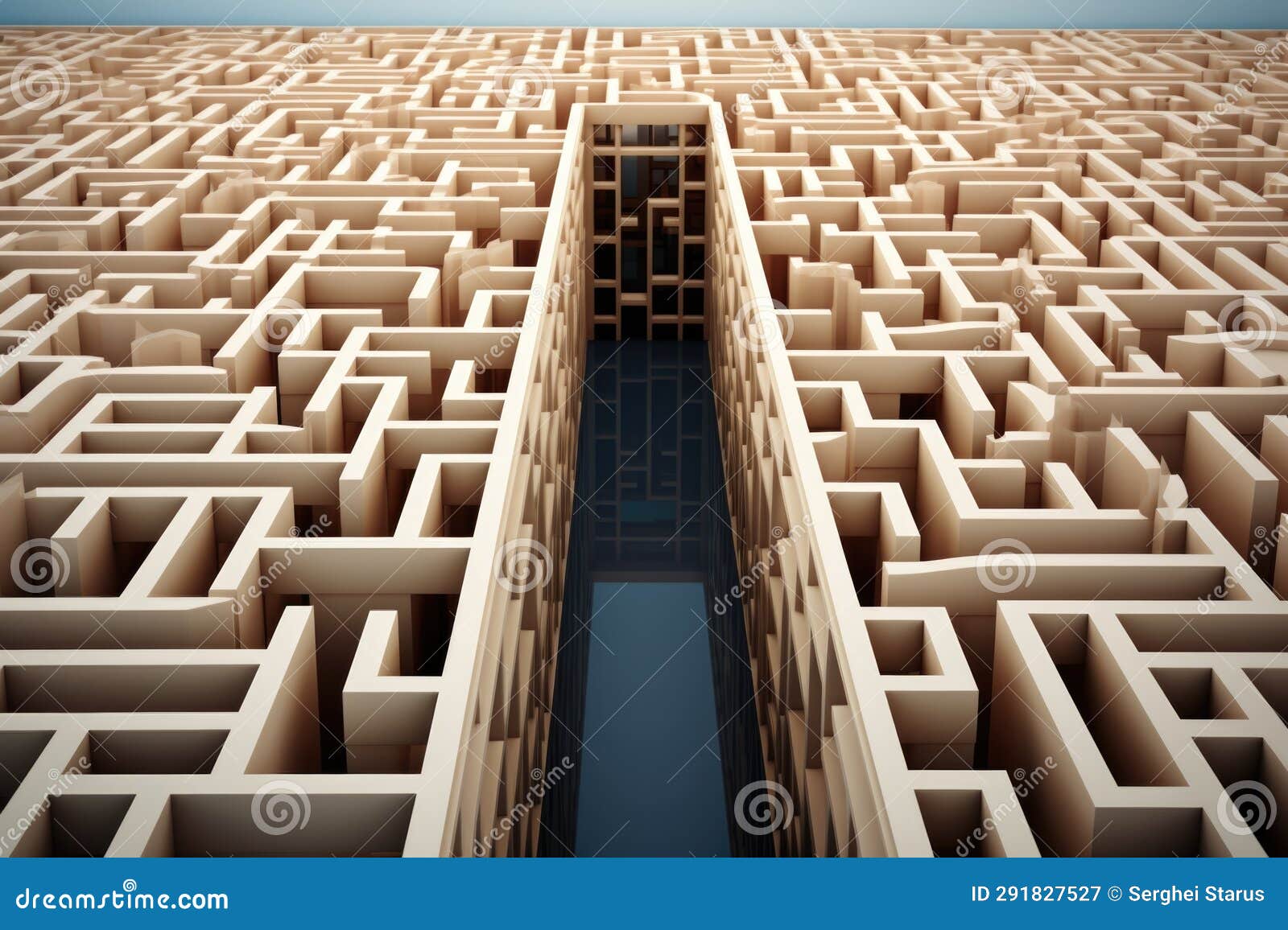 A Very Large Maze in the Middle of a Blue Sky. AI. Stock Illustration ...