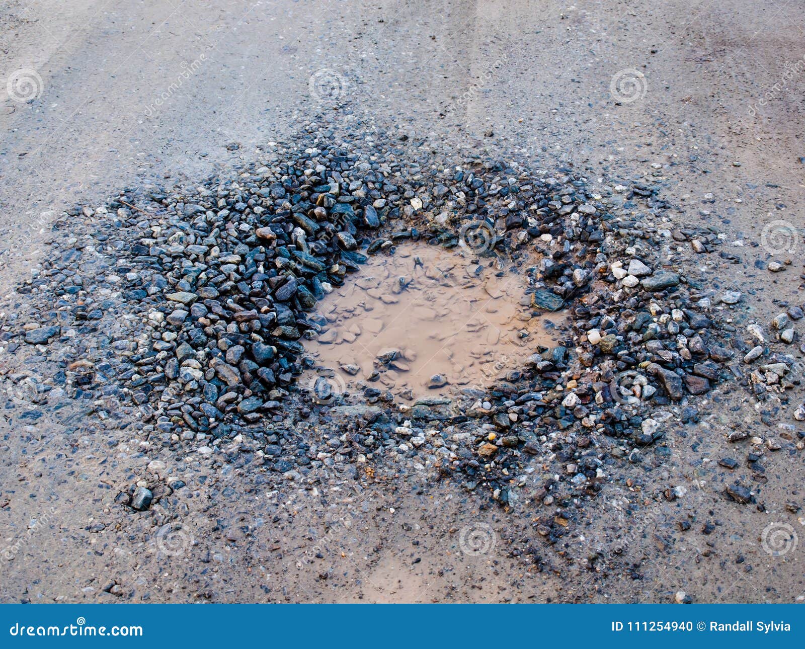 Very Large Pot Hole in a Driveway. Stock Photo - Image of hole, water ...