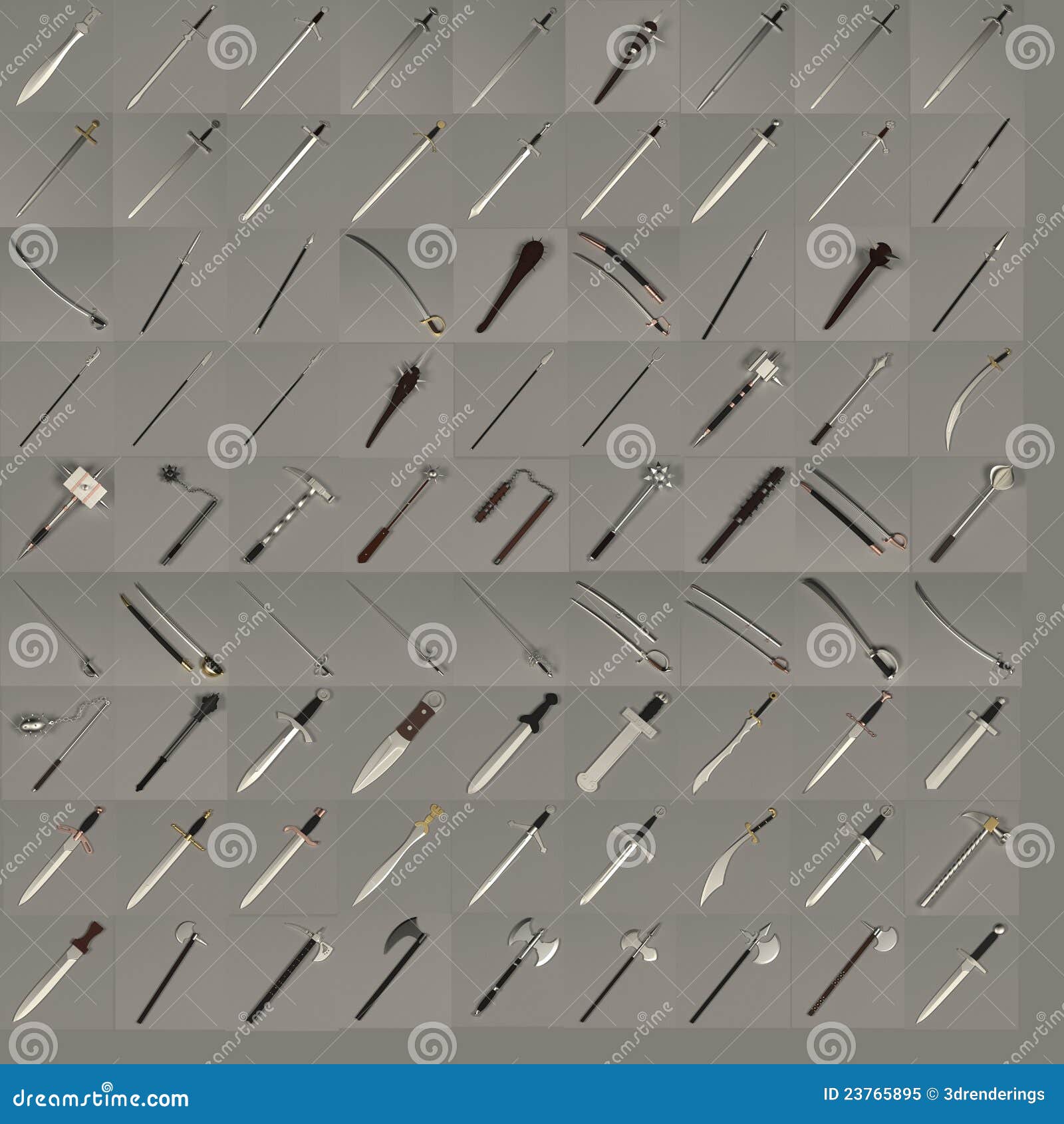 Very Large Weapon Collection - 81 Stock Illustration - Illustration of ...