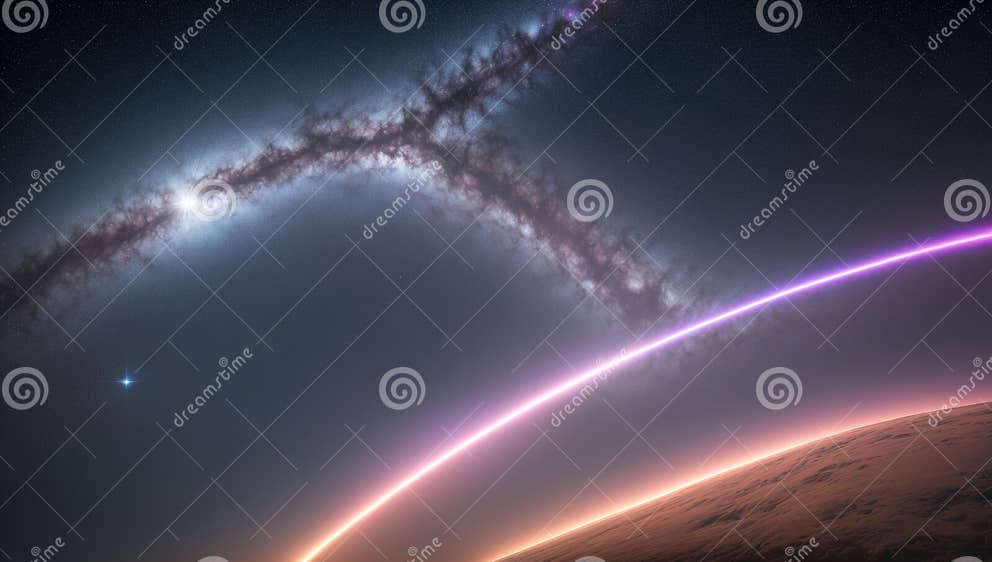 A Very Long Line of Pink Light Stock Illustration - Illustration of ...