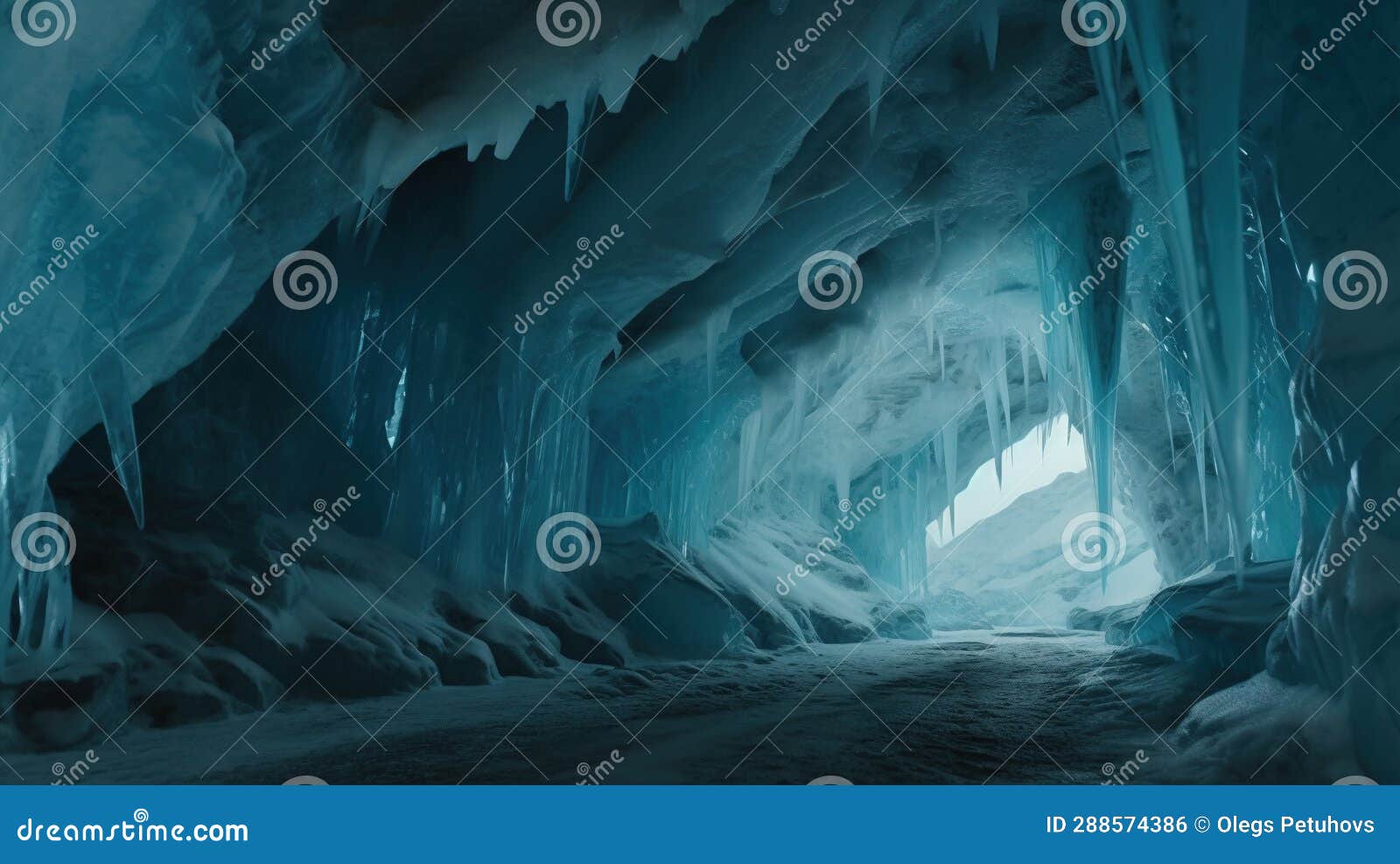 A Very Long and Narrow Ice Cave with Lots of Ice Stock Illustration ...