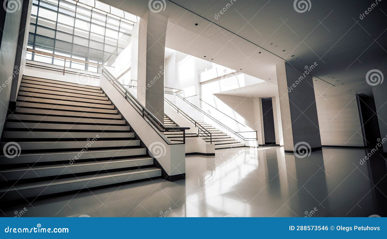 A Very Long Staircase in a Very Big Building with a Lot of Windows ...