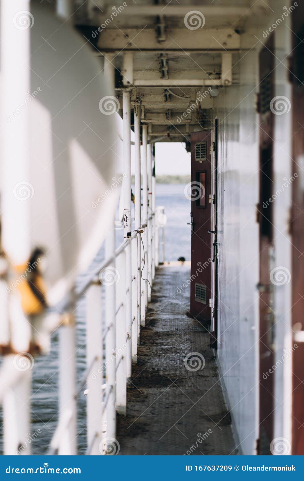 Very Low Ground View of a Long Ferry Deck, with a Dramatic Blue, Cloudy ...