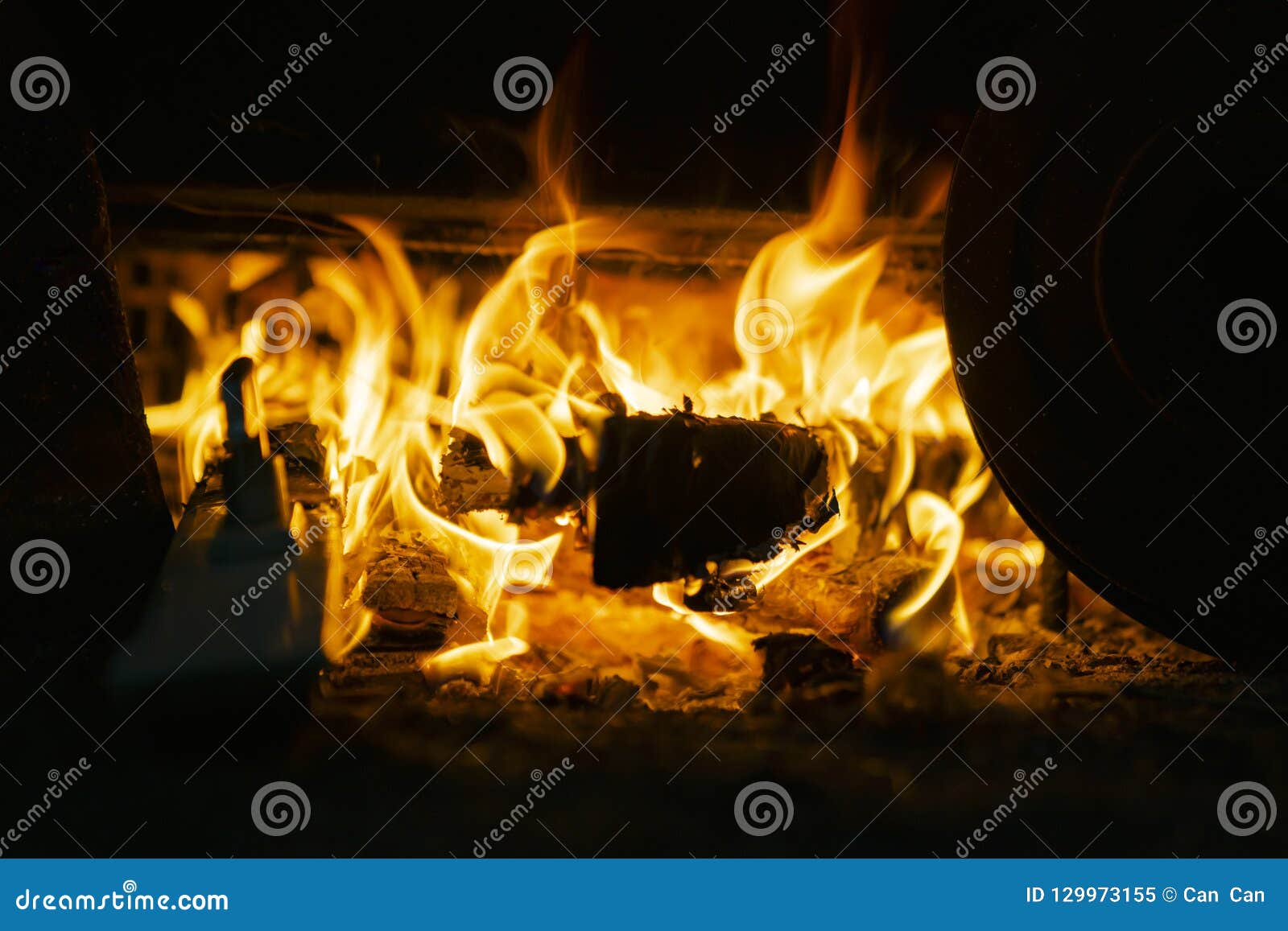 A Very Nice Fire Burning in the Open Field Stock Image - Image of ...