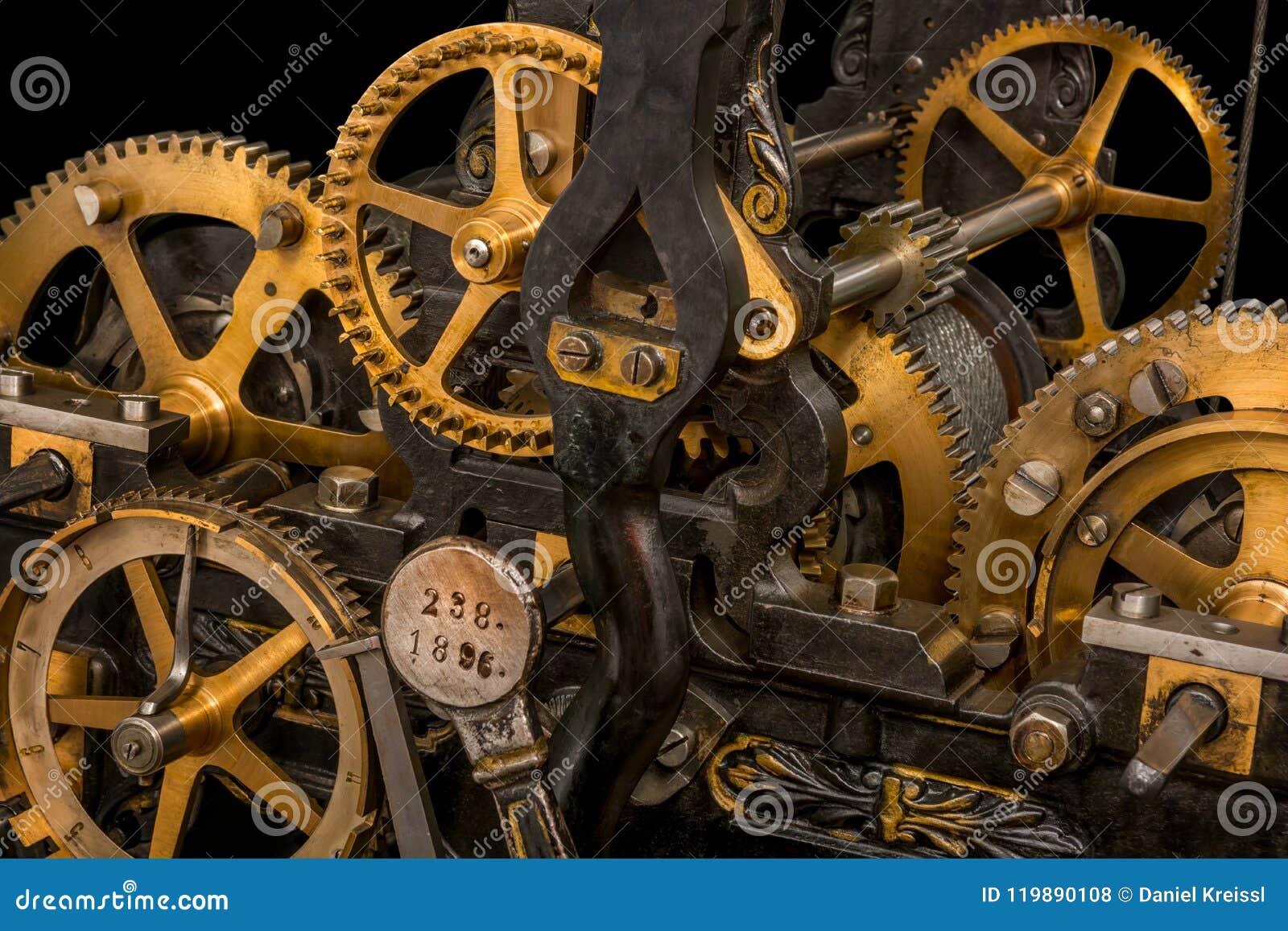 Clockwork on a Black Background Stock Photo - Image of mechanical ...