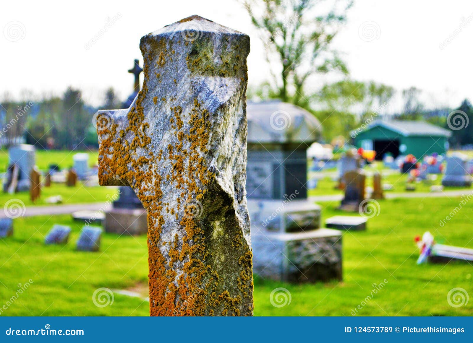 Very Old Broken Statue Headstone in a Cemetery Stock Image - Image of ...