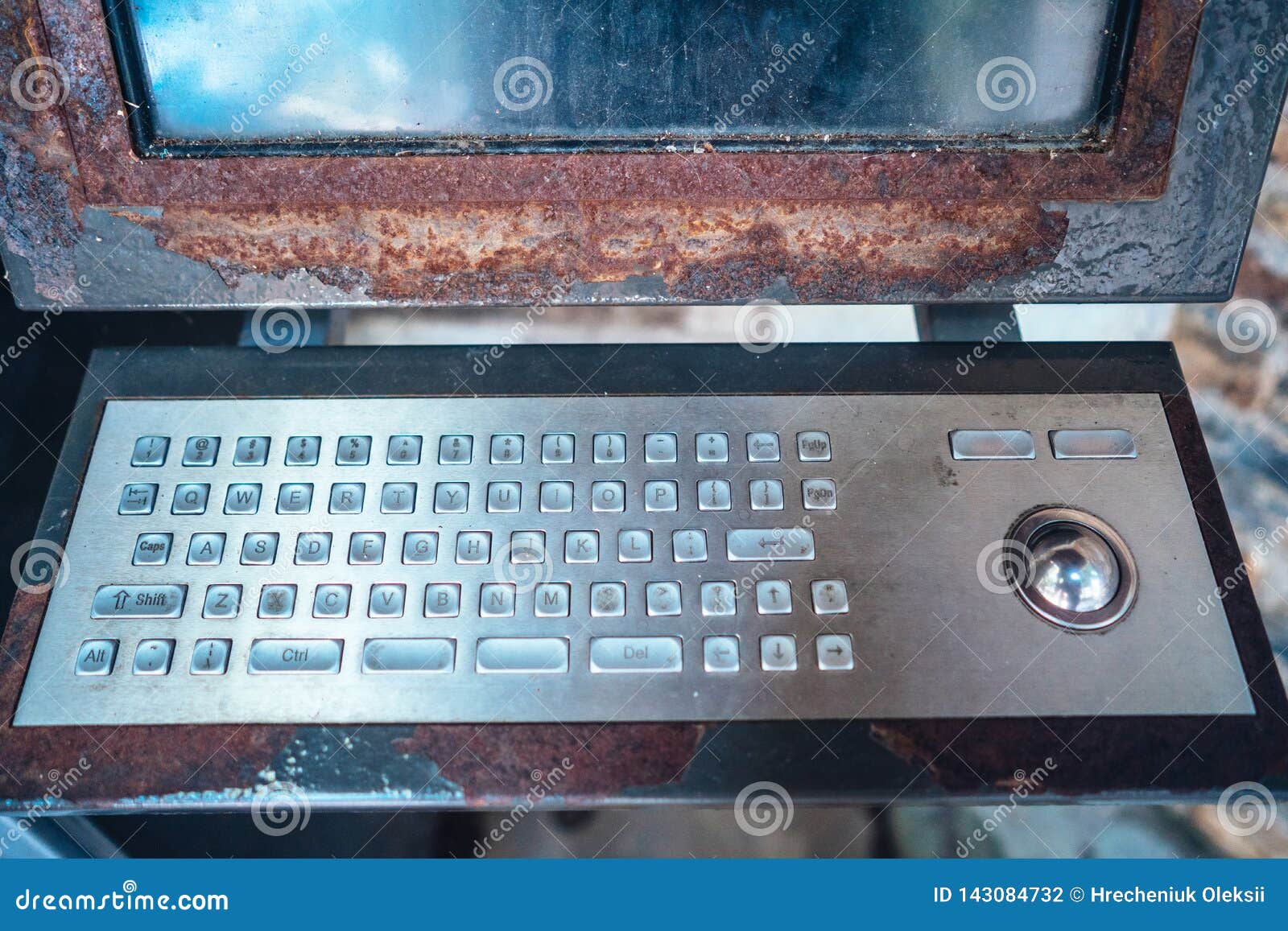 Very Old Computer, Rusty Keyboard with Monitor Stock Photo - Image of ...