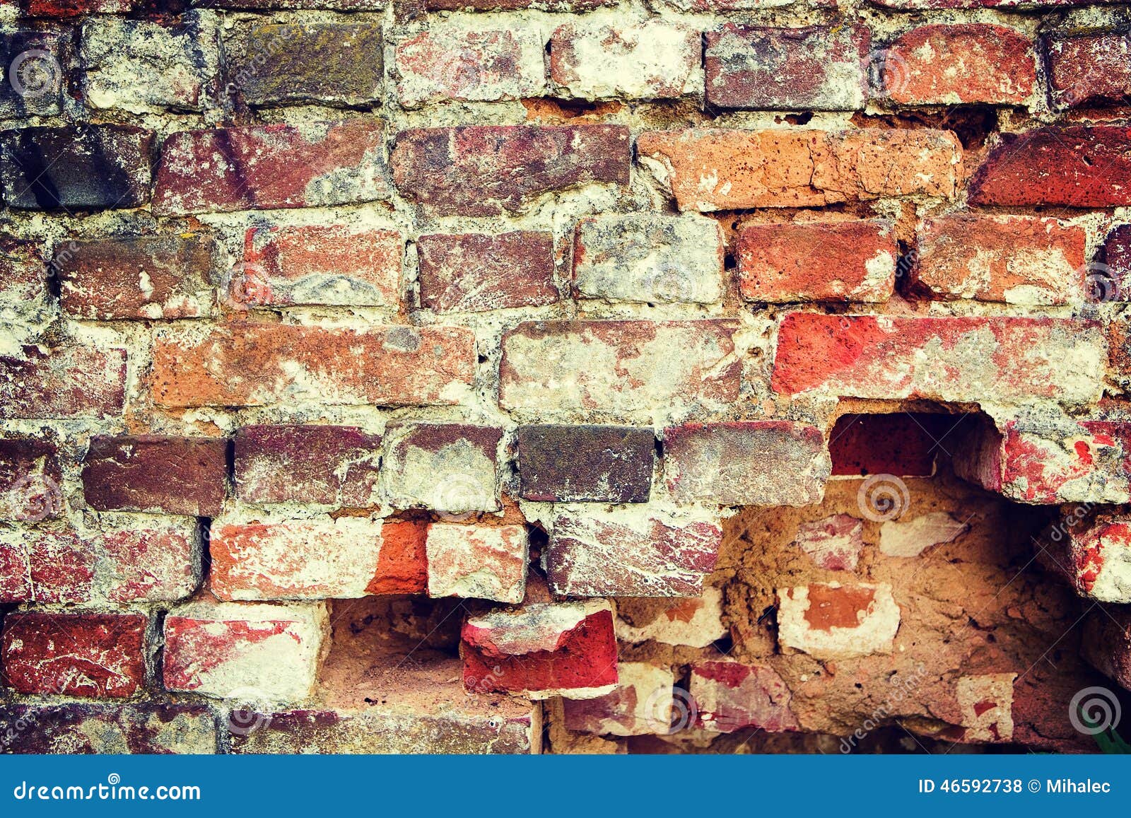Very Old Destroyed Brick Wall Instagram Stile Stock Photo - Image of ...