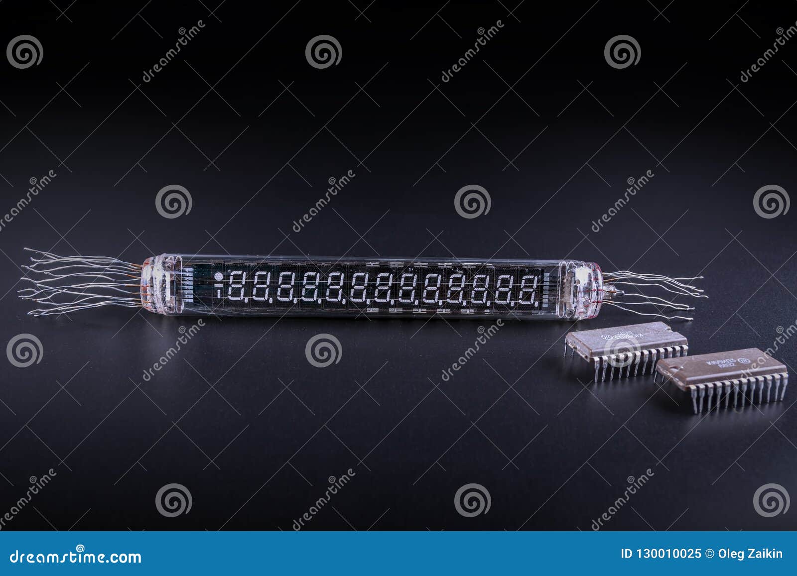 Very Old Digital Indicator with Microcircuits on a Black Background is ...