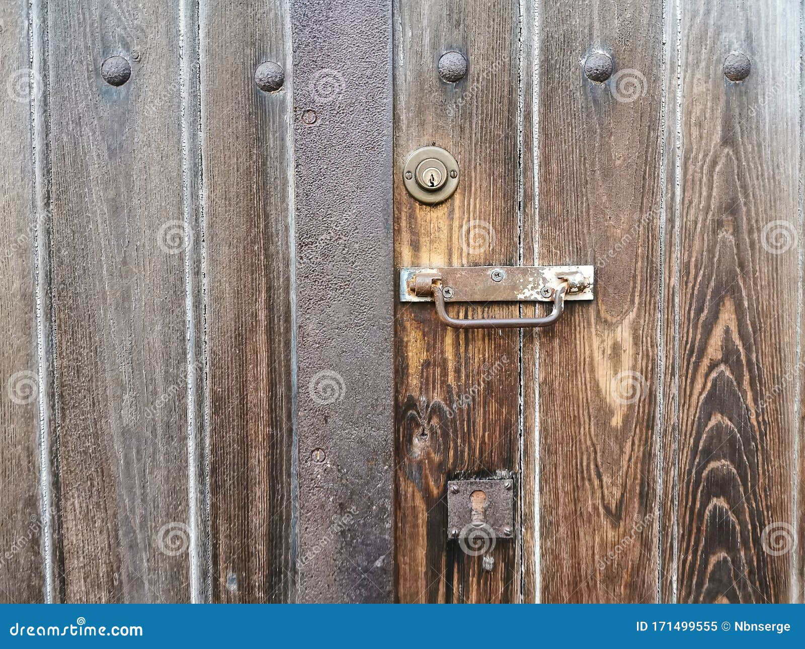 Very Old Door with Hardware, Handle and Lock Stock Image - Image of ...