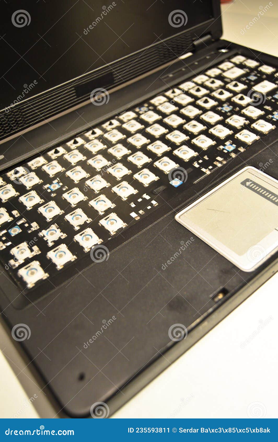 Very Very Old Laptop with Broken Keys on the Desk Stock Image - Image ...