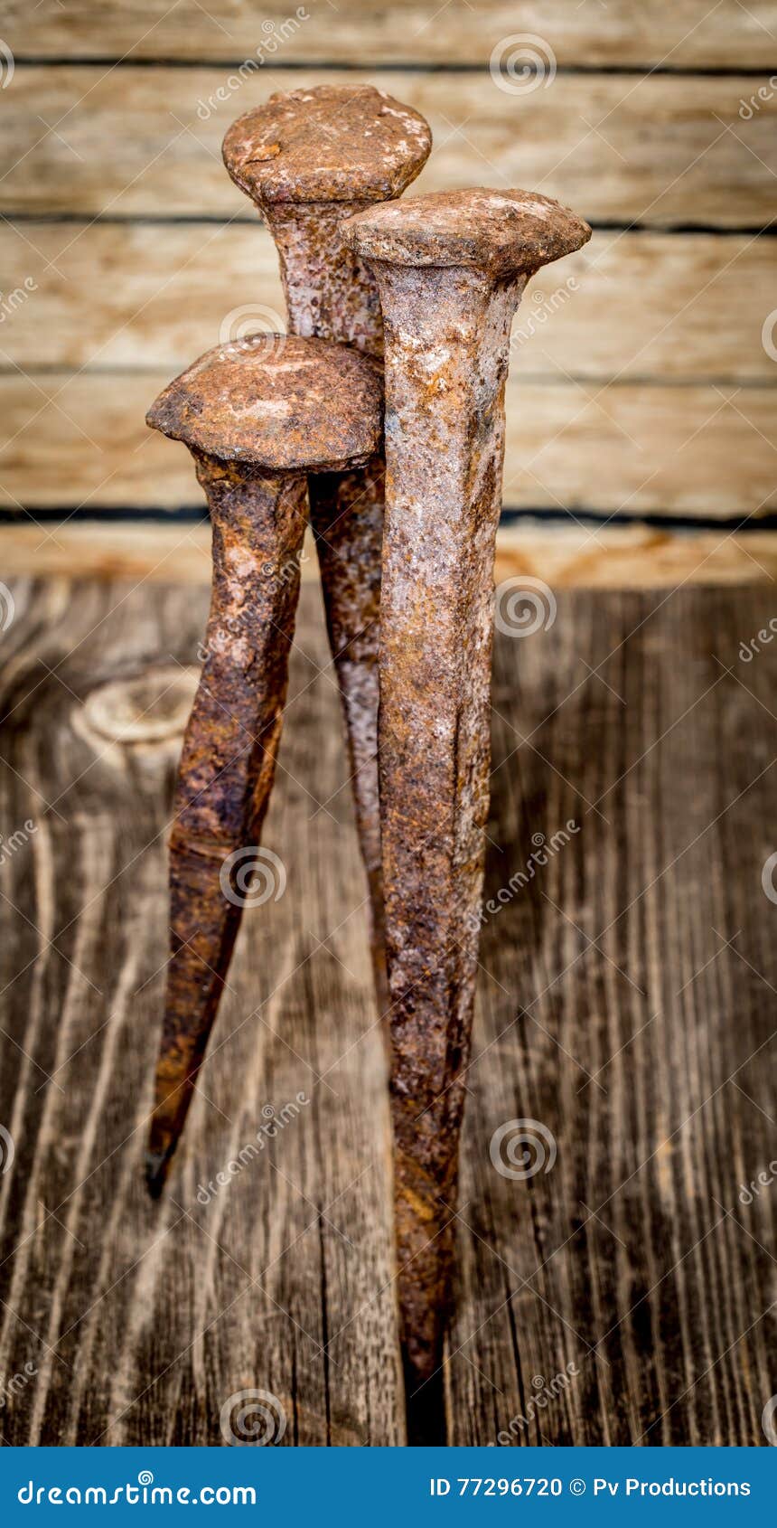 Very Old Large Nails on a Beautiful Wooden Background, Rusty Stock ...