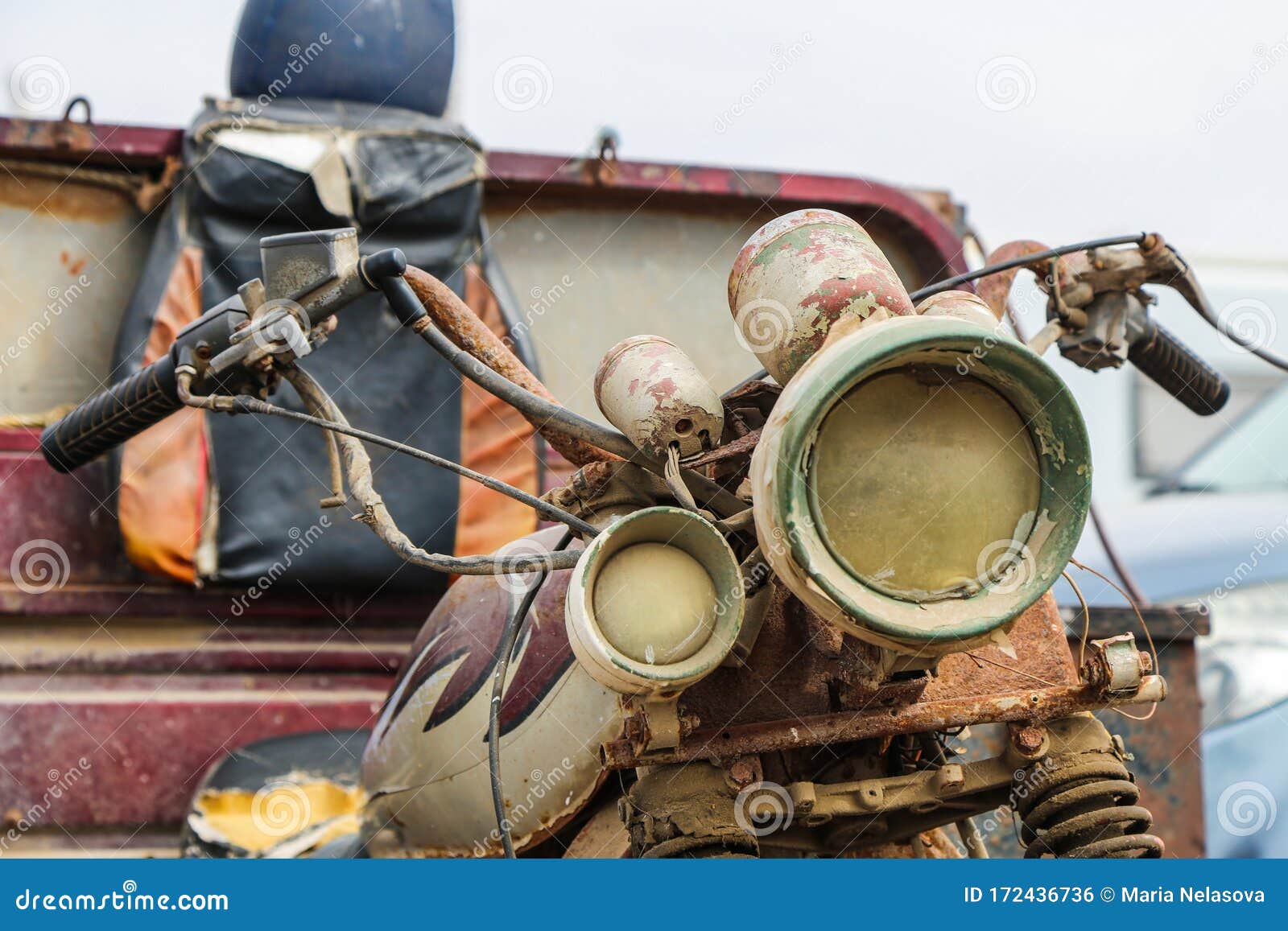 Very old motorcycle stock photo. Image of retro, dust - 172436736