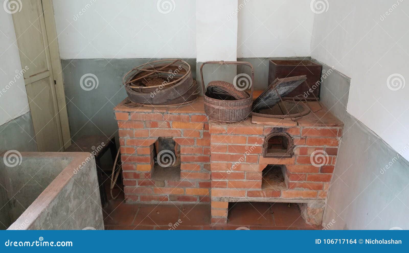 Very Old Outdated Kitchen Made by Brick Stock Photo - Image of ...