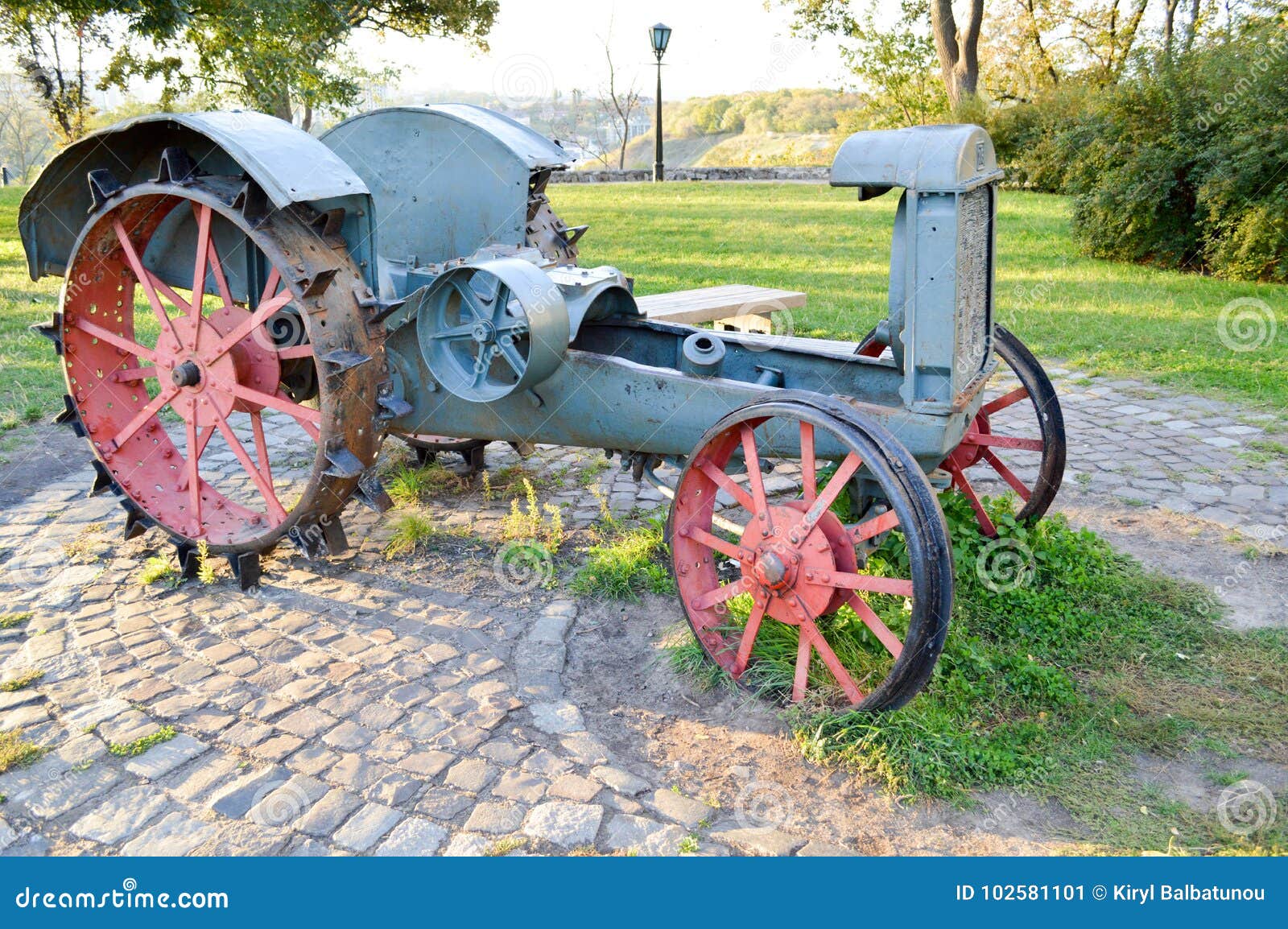 Very Old Tractor In Field,top View Of Old Tractor In Farm Stock ...