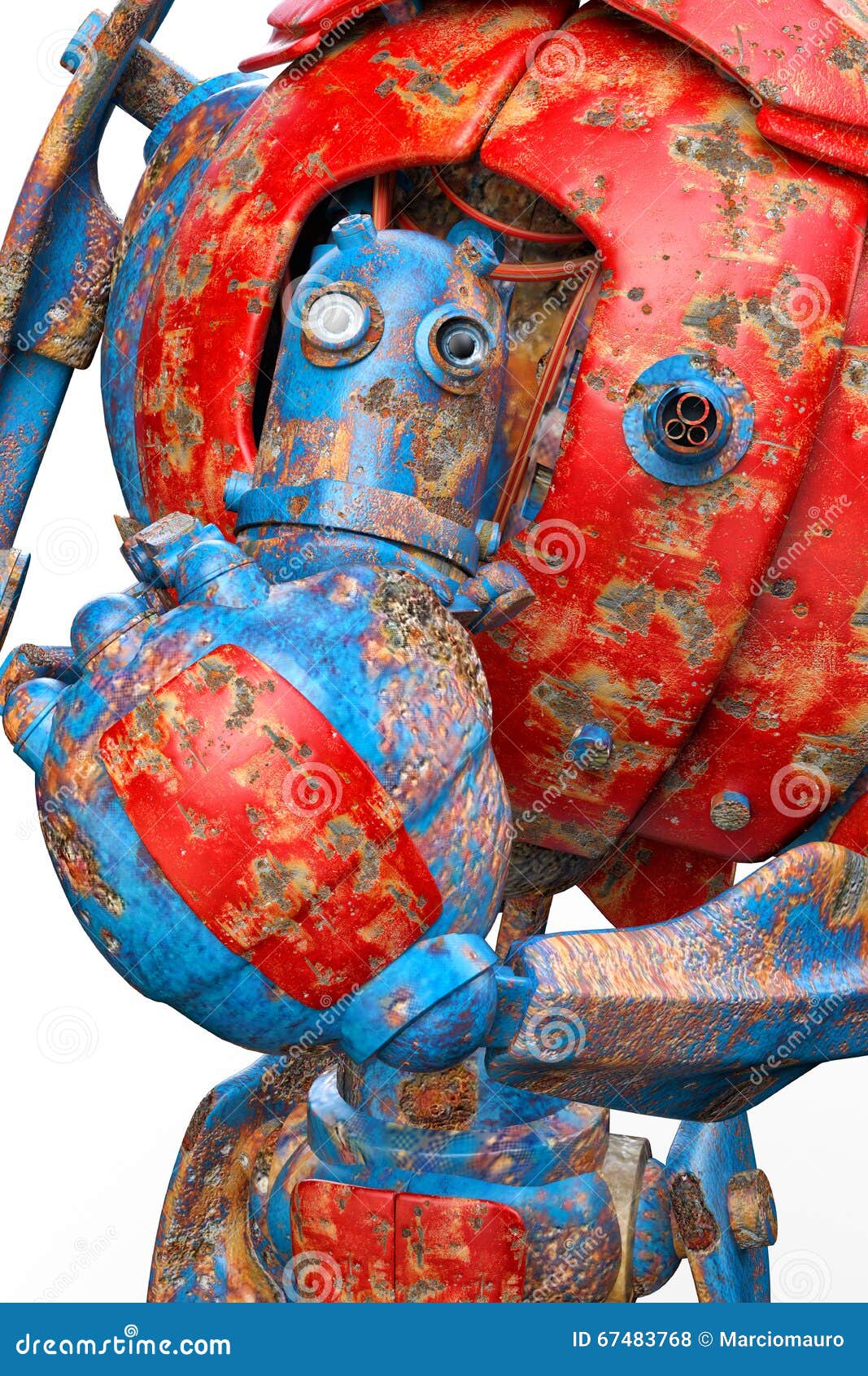 Very old robot thinking stock illustration. Illustration of isolated ...