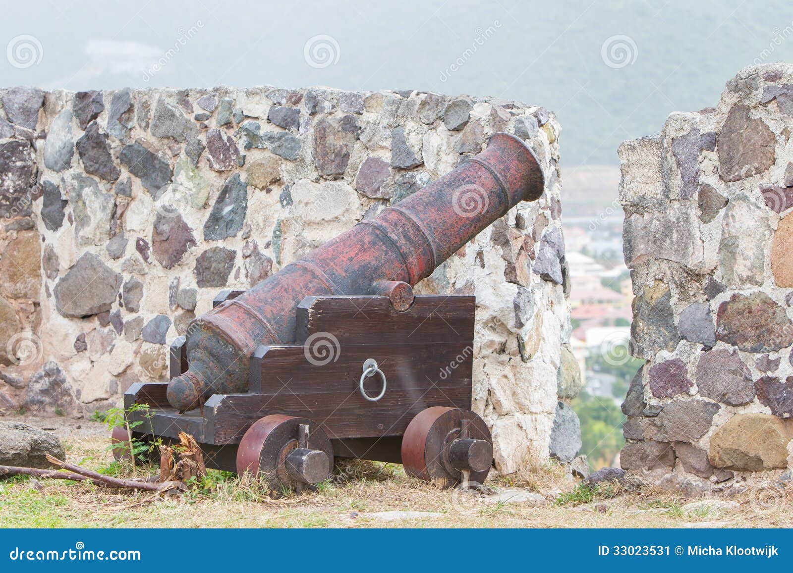 Very Old Rusted Canon on Top of an Old Wall Stock Image - Image of ...