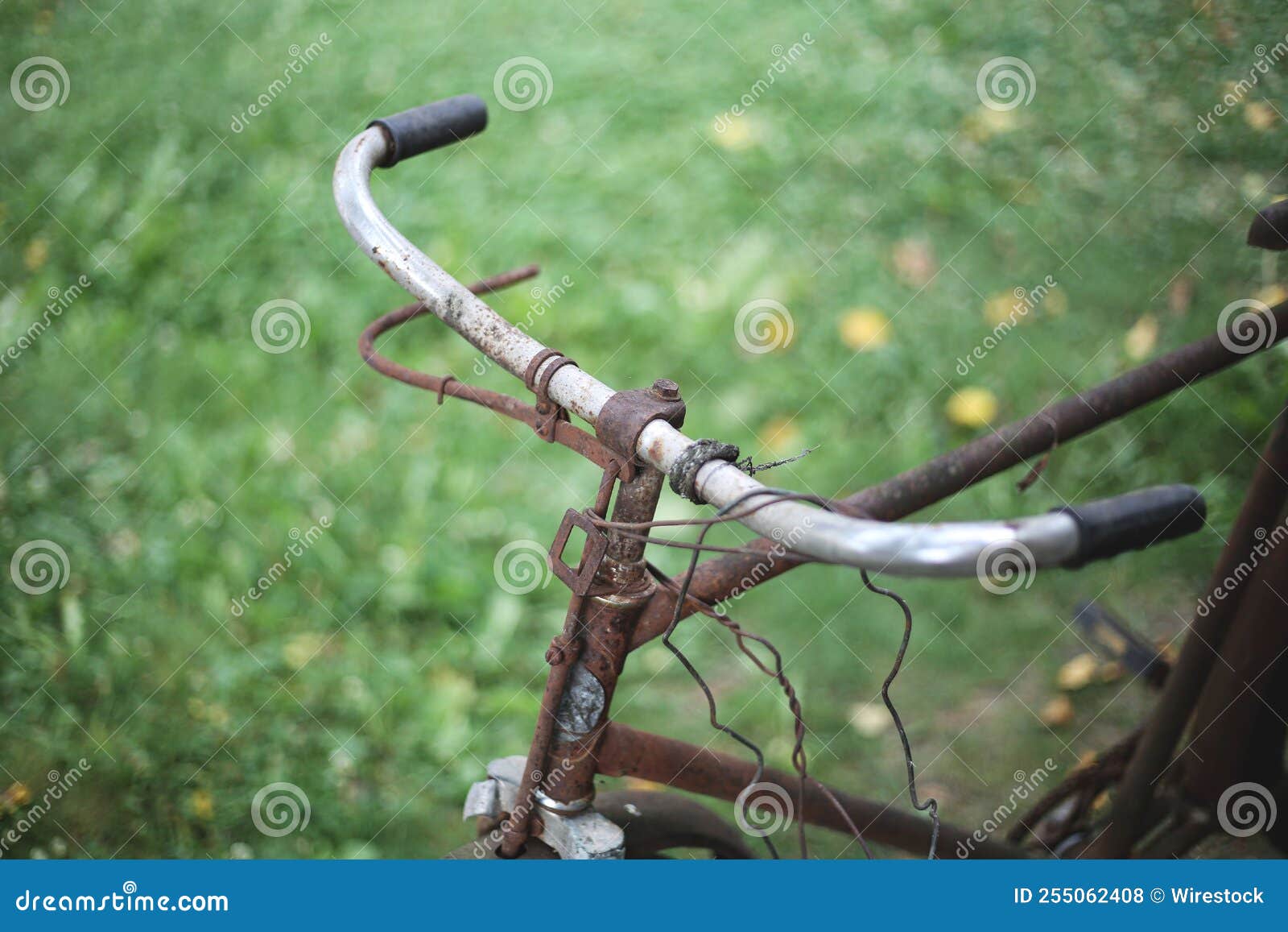 Old Rusty Handlebar of a Broke Bicycle Stock Photo - Image of ...