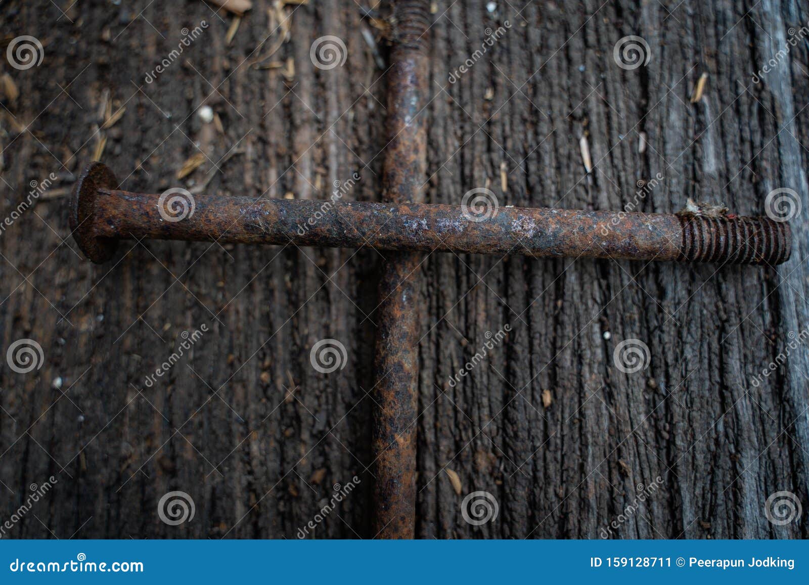 Very Old Rusty Screws on the Wood Floor Stock Image - Image of holding ...