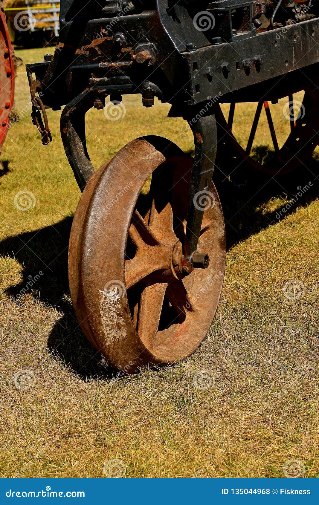 An Old One Wheeled Tractor Lacking Tire or Any Rubber Stock Photo ...