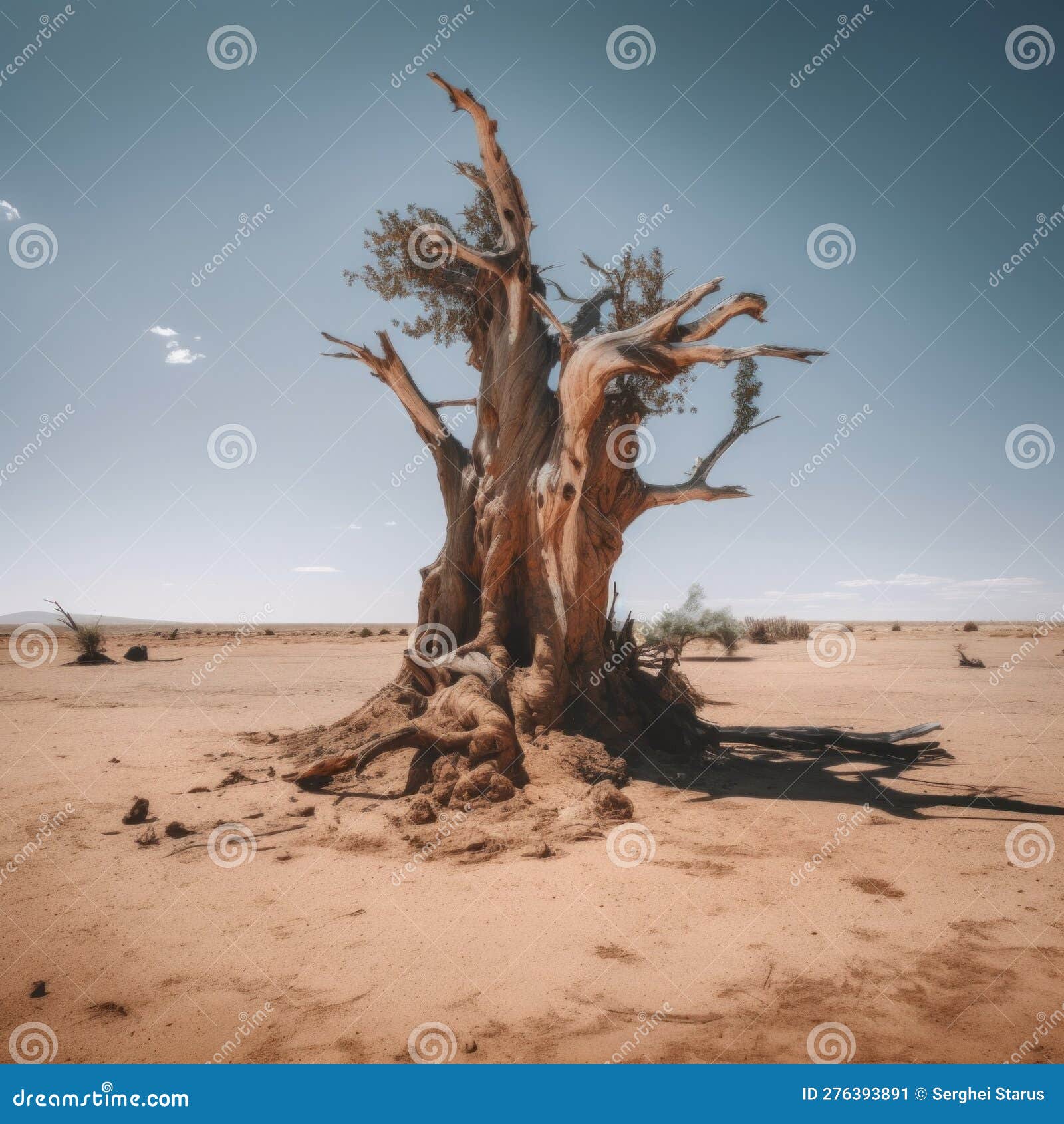 A Very Old Tree in the Middle of the Desert. AI Generative Image. Stock ...