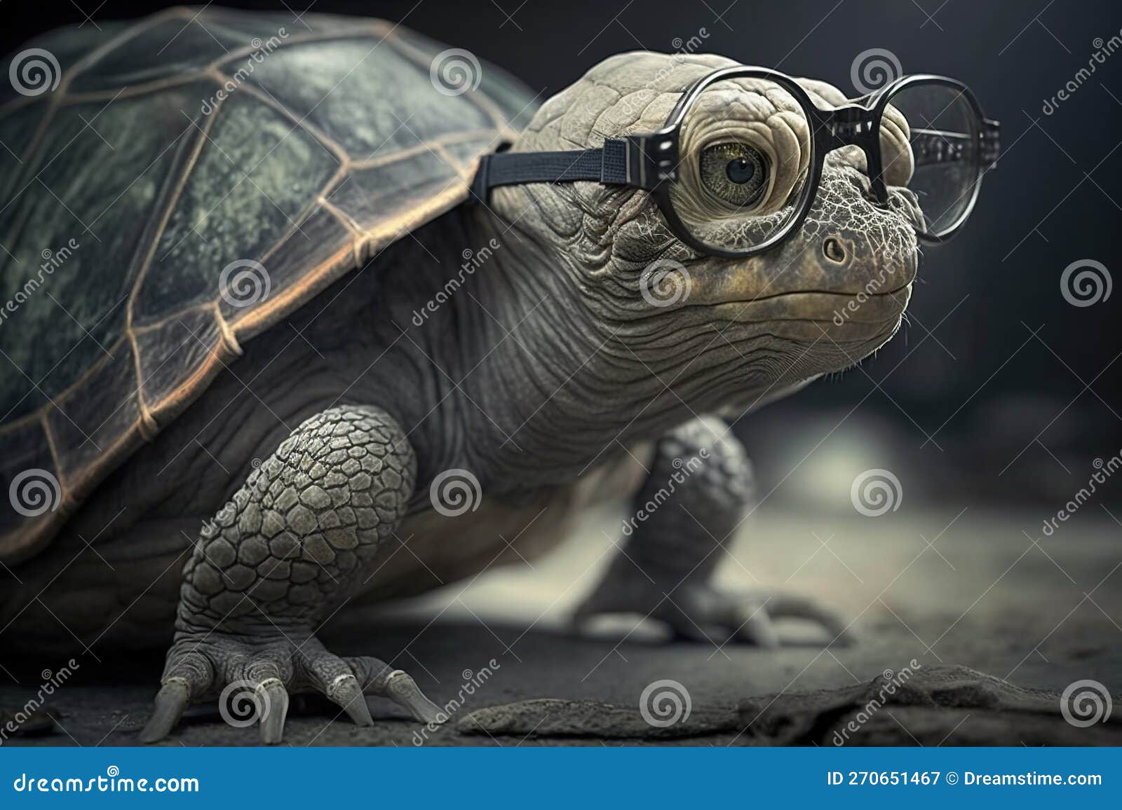 Very Old Turtle with Bad Eyesight Wearing Glasses. Generative AI Stock ...
