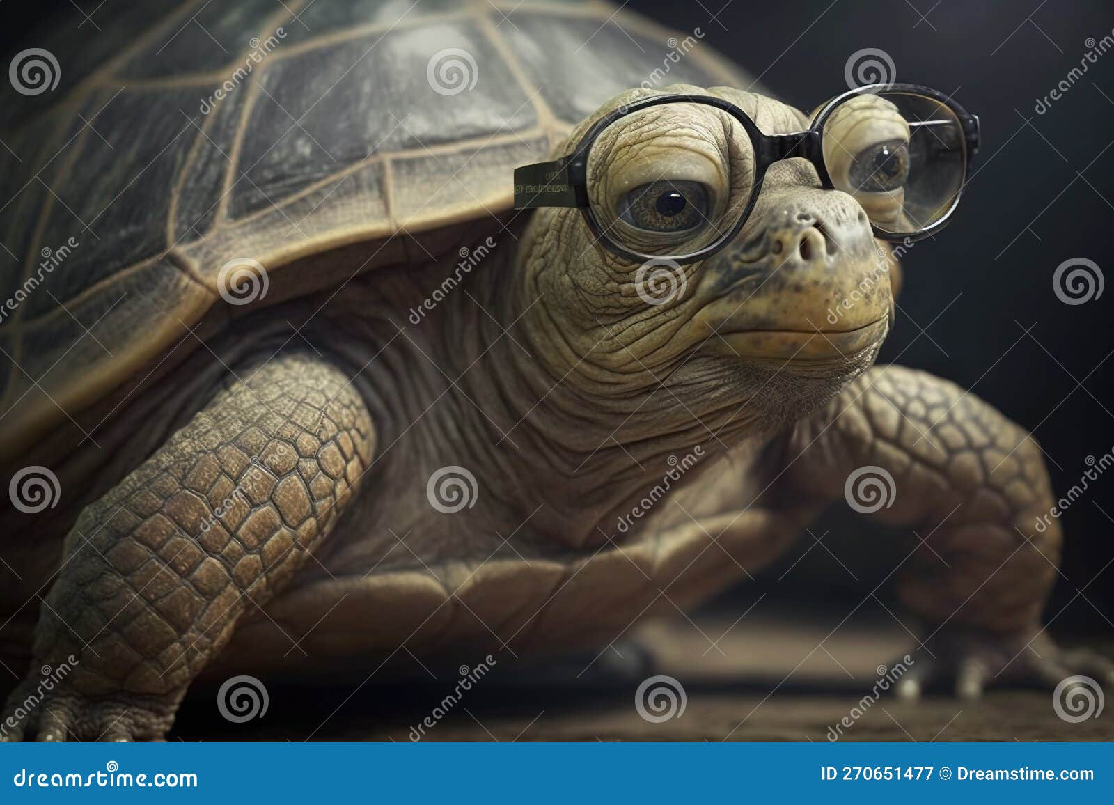 Very Old Turtle with Bad Eyesight Wearing Glasses. Generative AI Stock ...