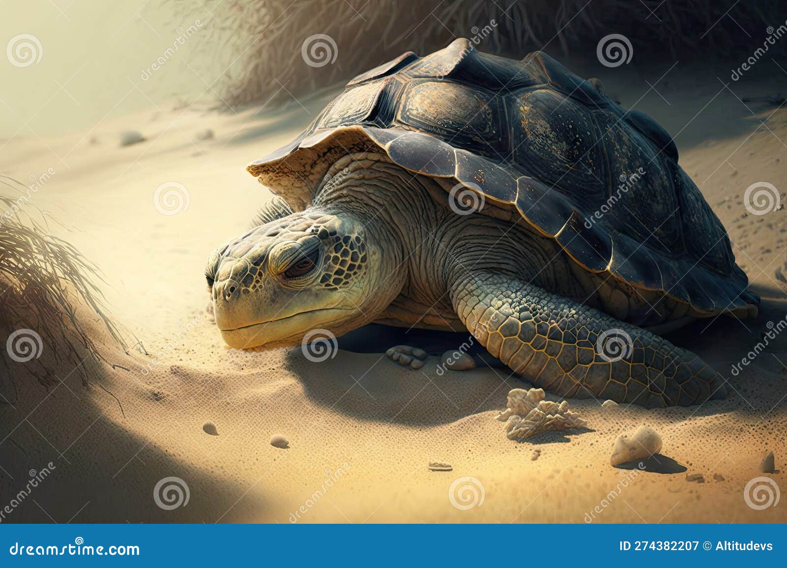 Very Old Turtle Basking In The Sun On A Sunny Beach Royalty-Free Stock ...