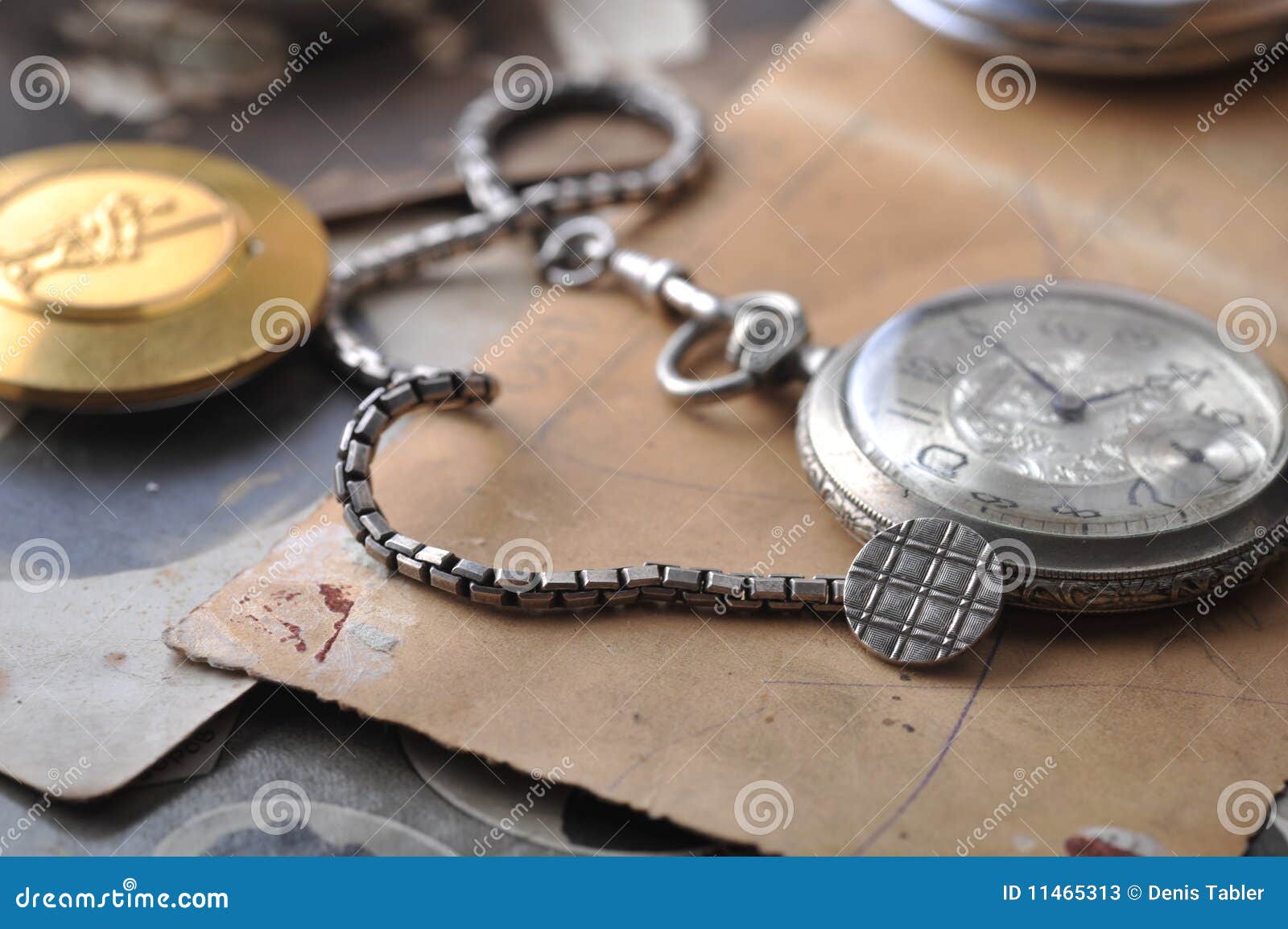 Very Old Watch on the Post Card Stock Image - Image of portrait ...
